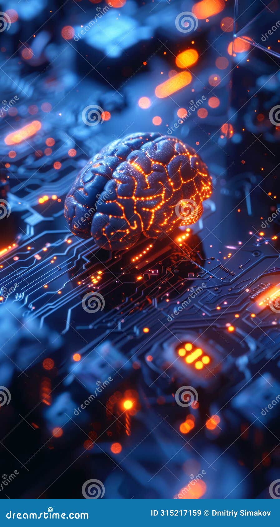 A brain is shown stock illustration. Illustration of cyber - 315217159