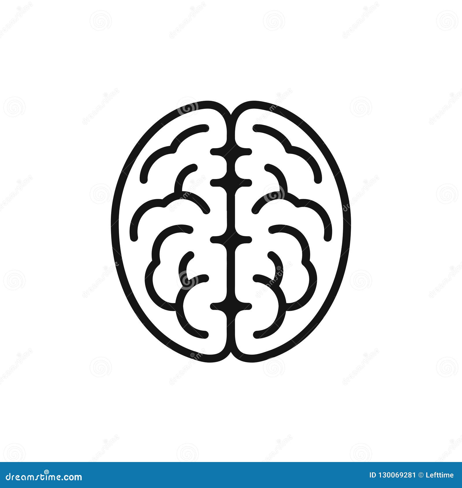 Brain Side View Icon, Intellect Symbol, Simple Line Style Vector ...