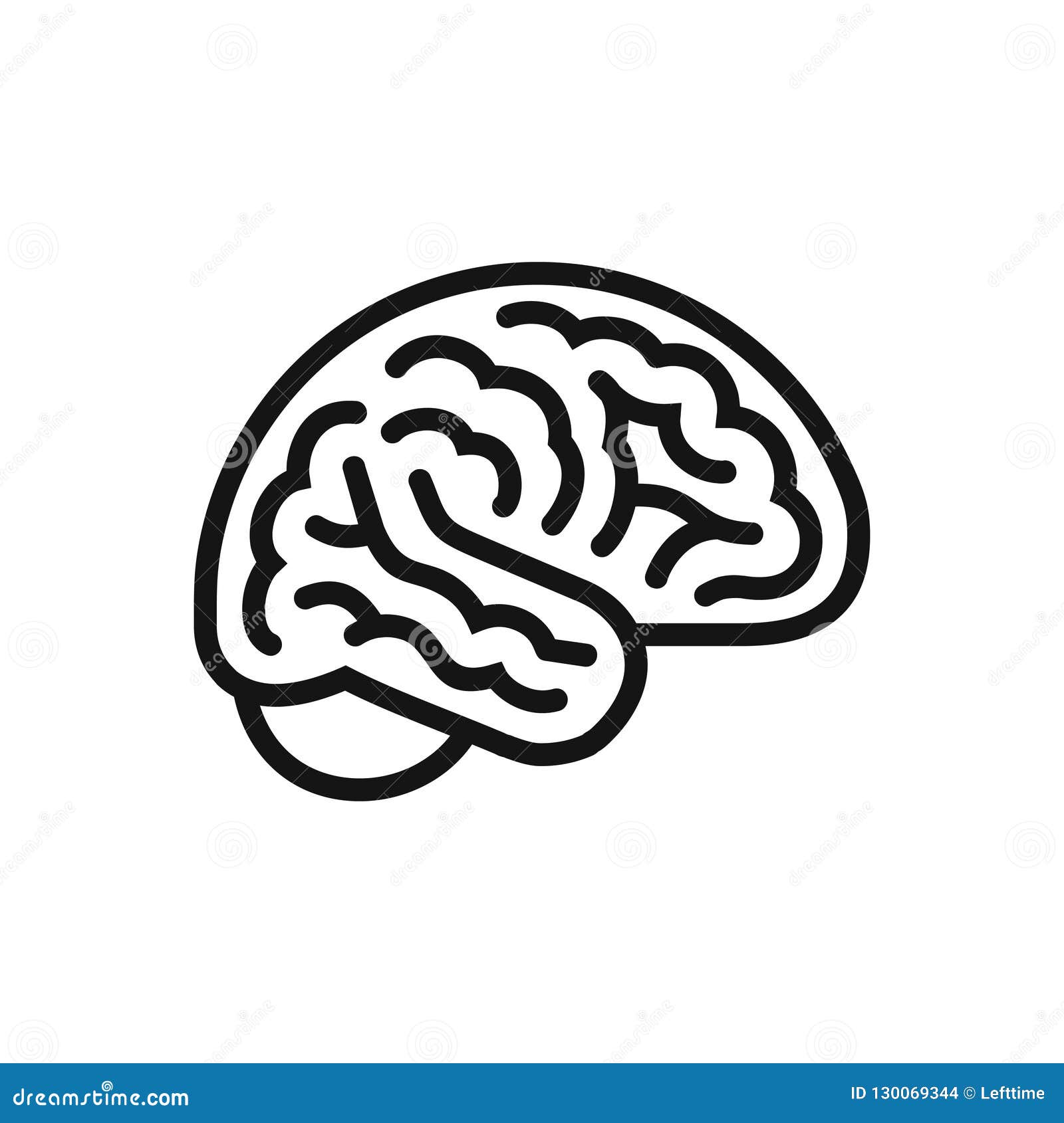 Brain Side View Icon, Intellect Symbol, Simple Line Style Stock Vector ...