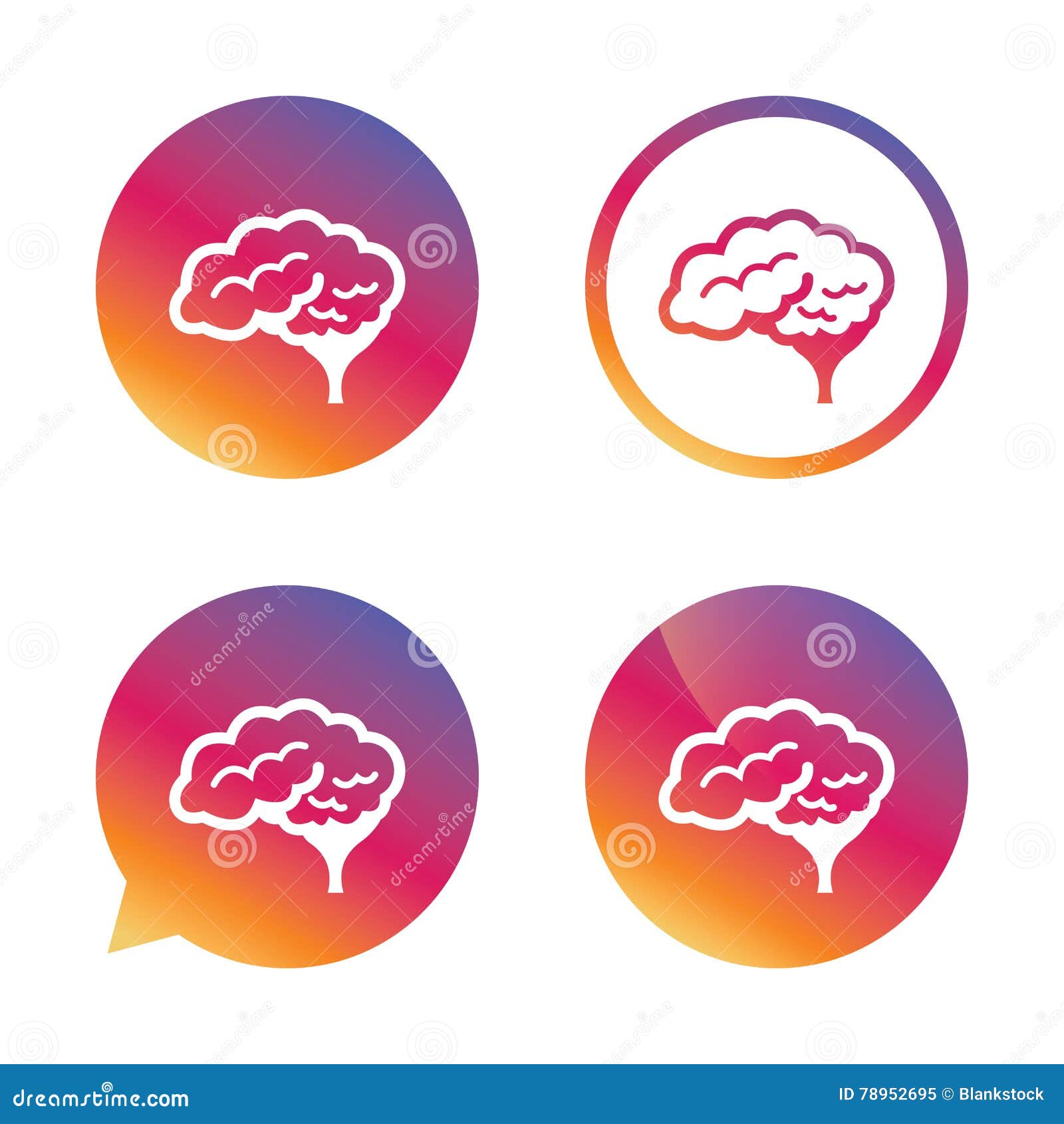 Brain Sign Icon. Intelligent Smart Mind. Stock Vector - Illustration of ...