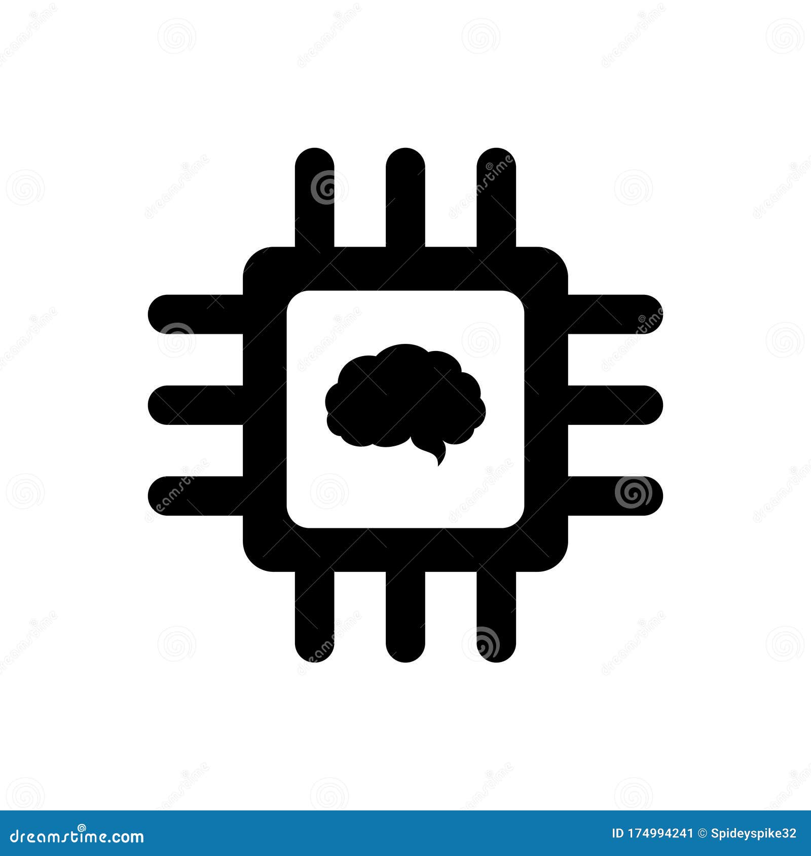 Brain Sign Inside the Microchip. Vector Illustration Stock Vector ...