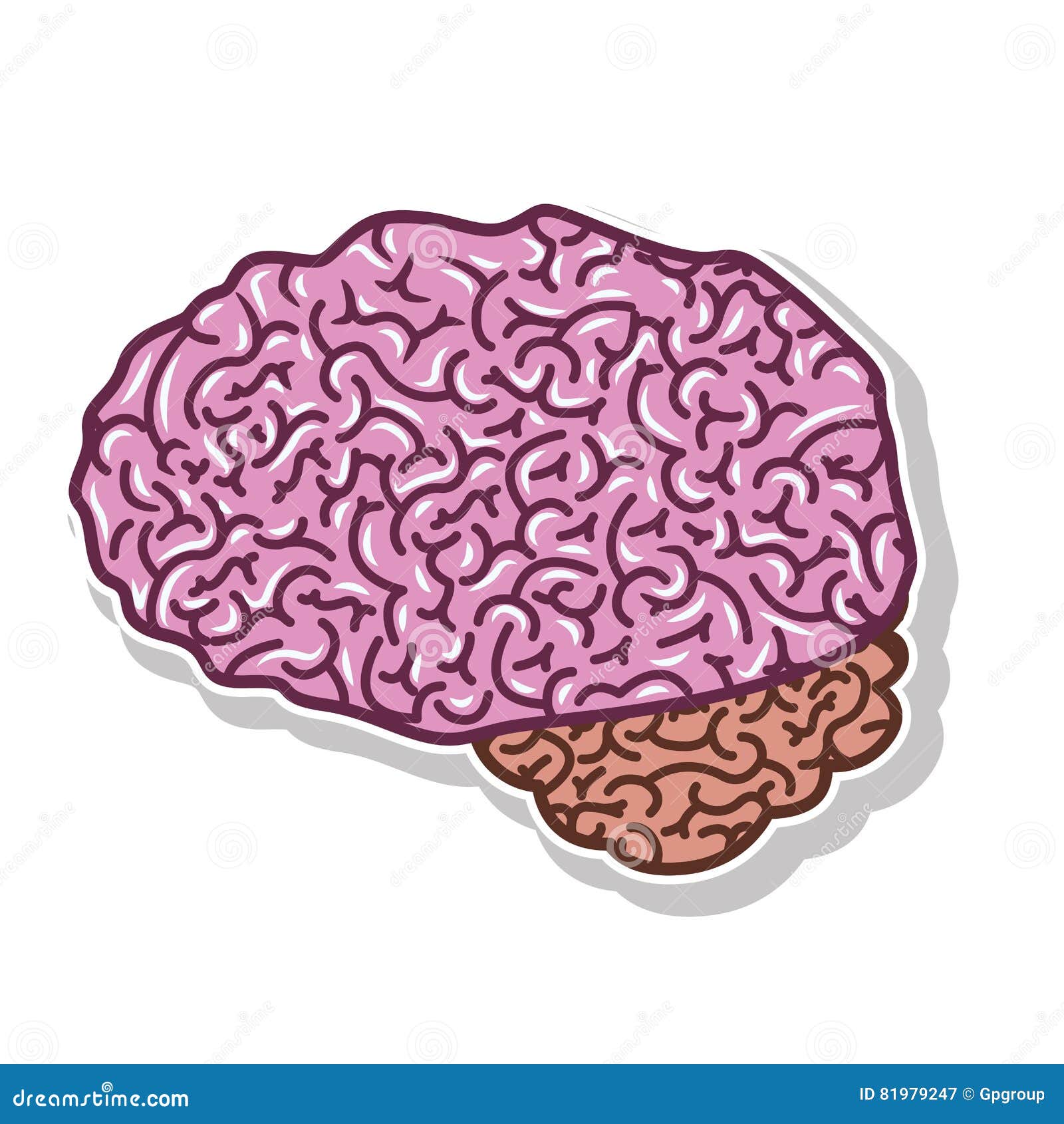 Brain Silhouette Light Purple Color with Side View Stock Vector ...