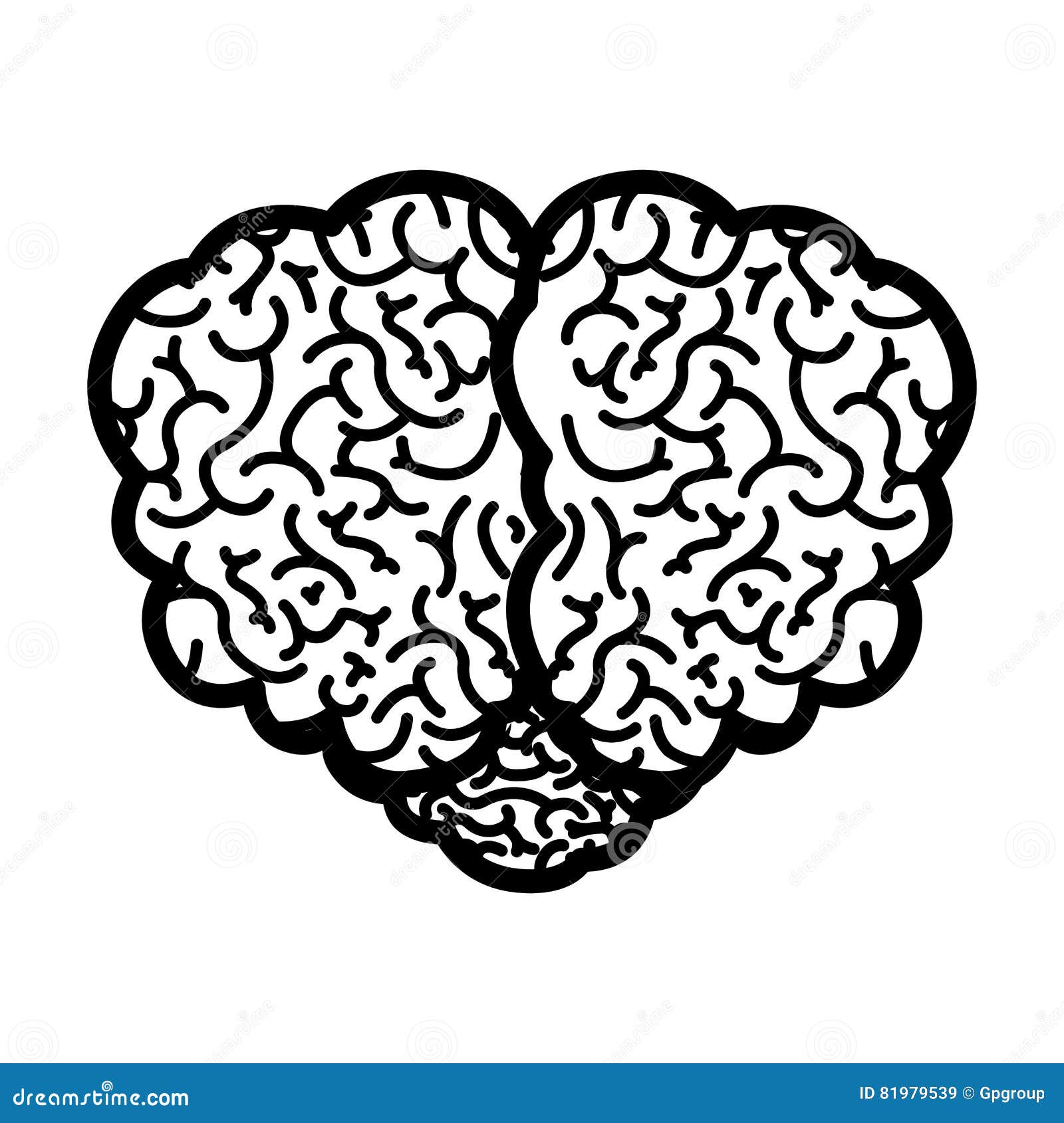 Brain Silhouette Monochrome With Top View Cartoon Vector ...