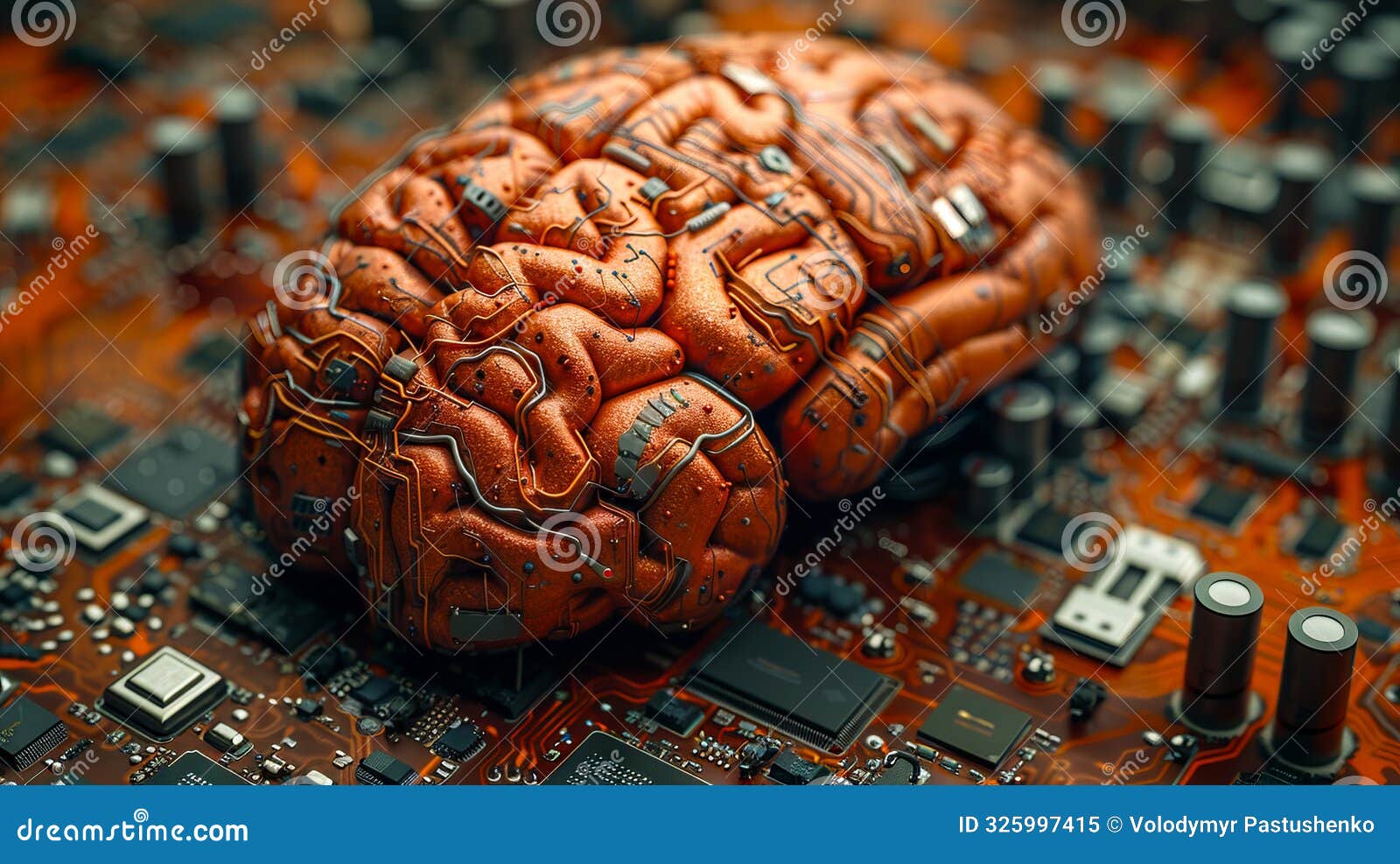 A Brain is Sitting on Top of a Motherboard Stock Image - Image of ...