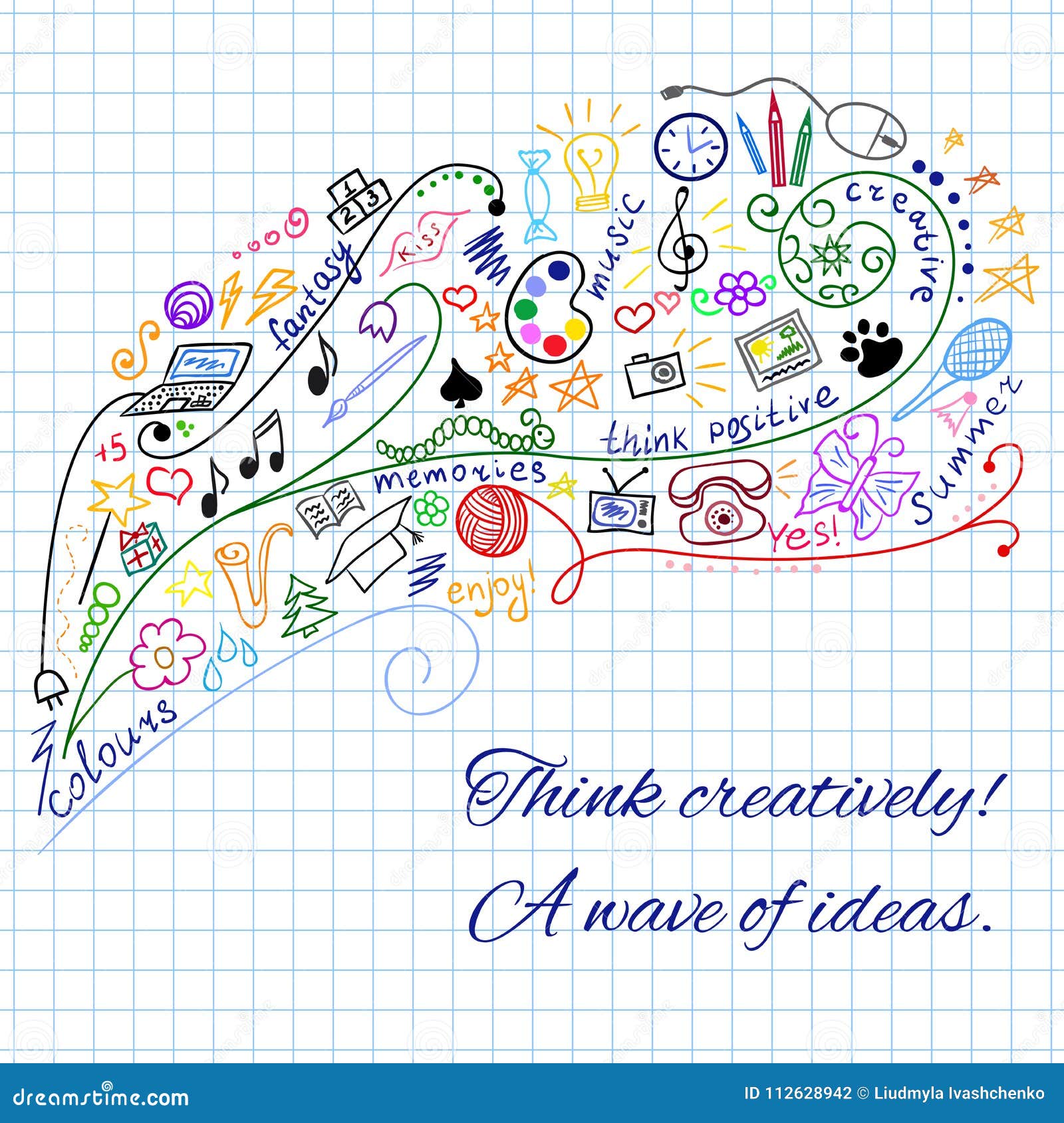 Brain Sketchy Doodles about Creative Thinking Wave Stock Vector ...