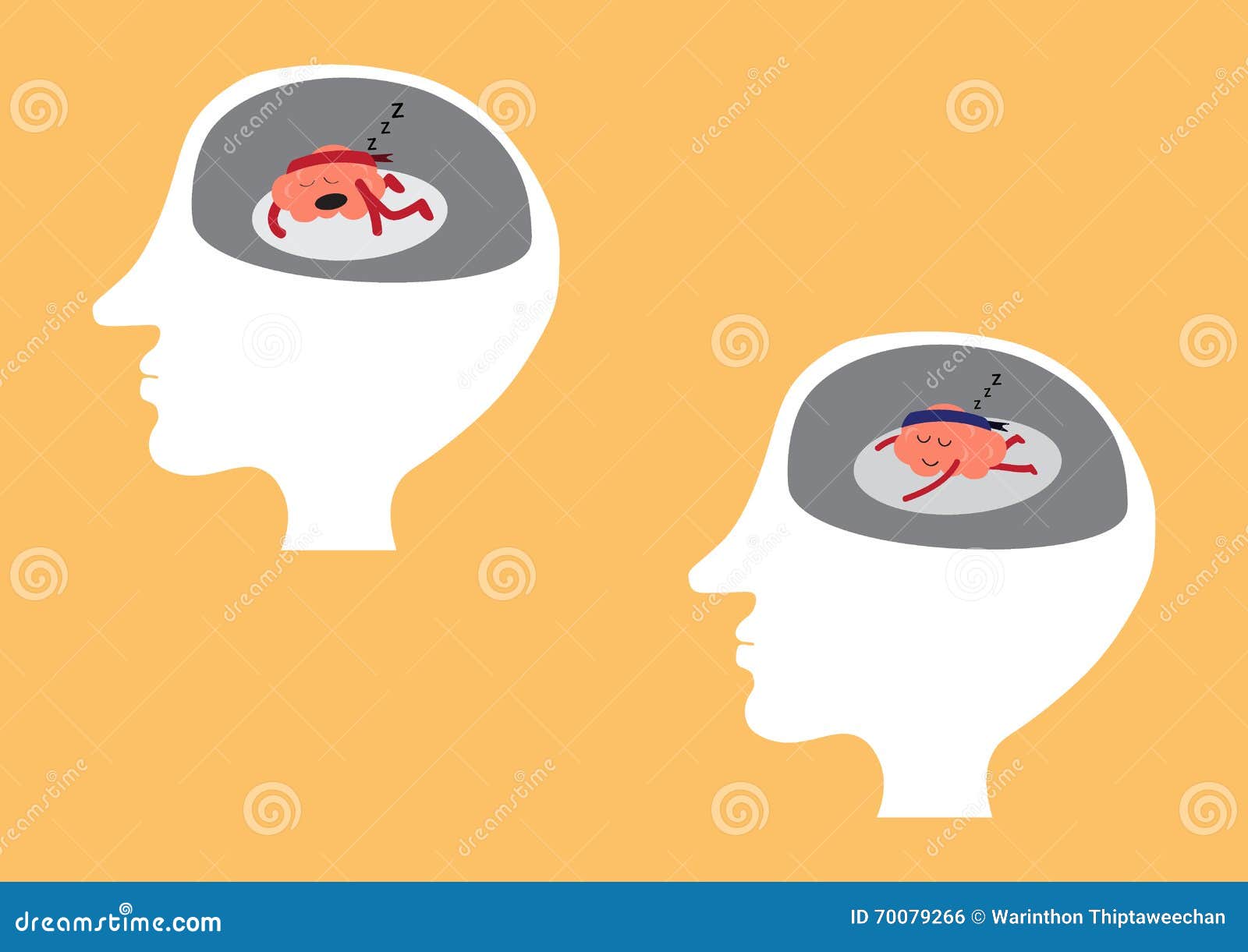 Brain sleeping inside head stock vector. Illustration of dreaming ...