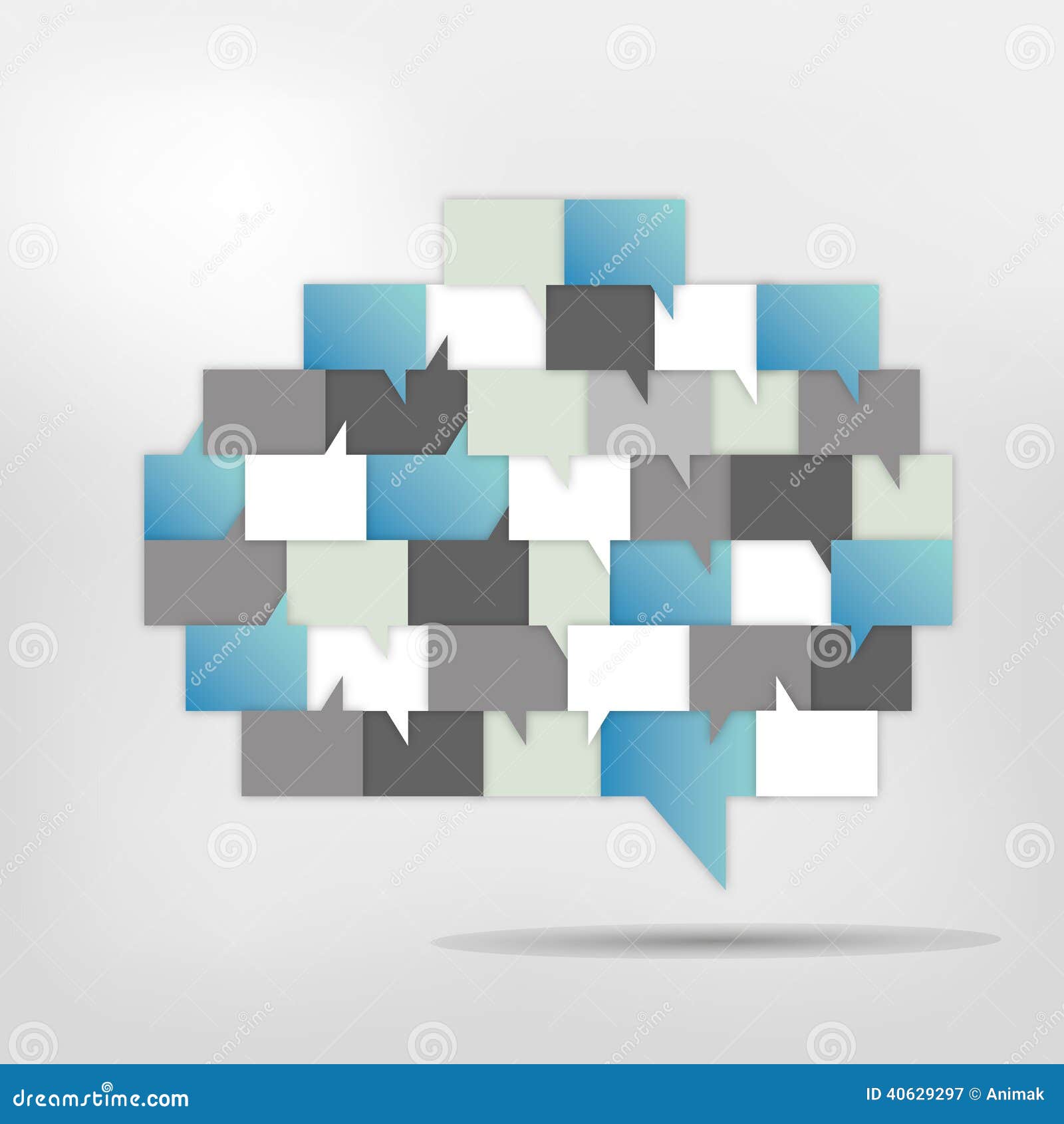 Brain with speech bubbles. stock vector. Illustration of shape - 40629297