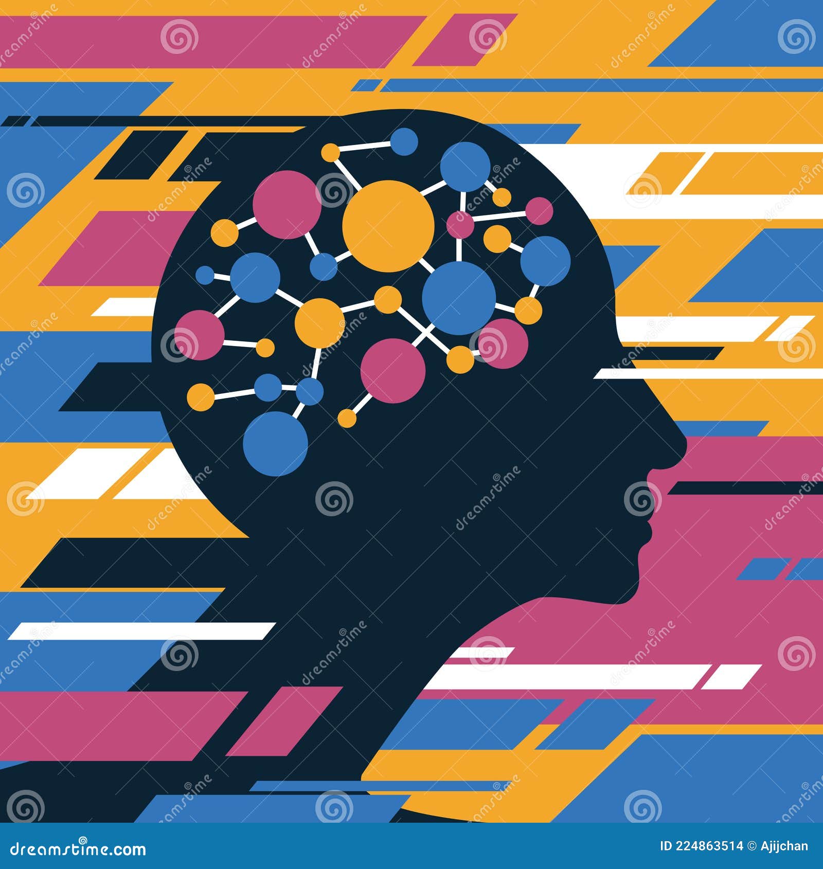 Neural Networks Inside a Human Brain and the Sensory Inputs Stock ...