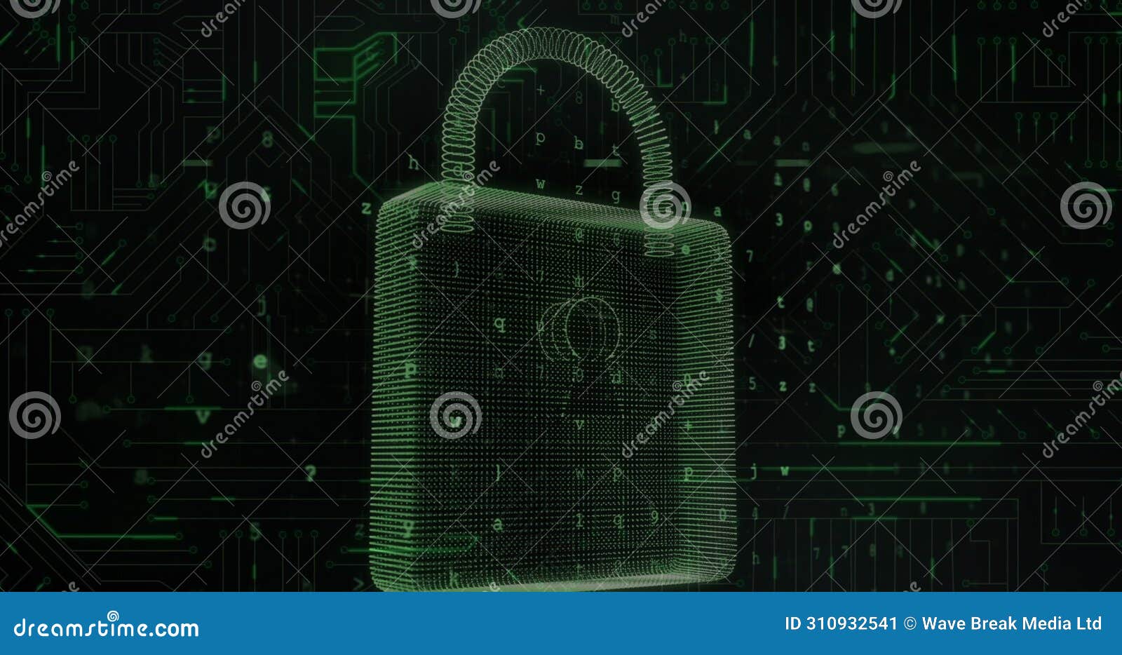 Brain Spinning Over Security Padlock Icon Against Microprocessor ...