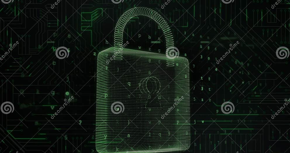 Brain Spinning Over Security Padlock Icon Against Microprocessor ...