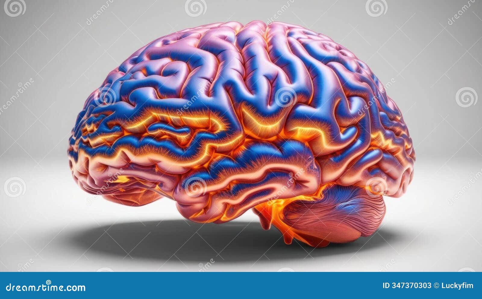 Brain Split into Glowing Fractals of Neuron Activity, Showcasing ...