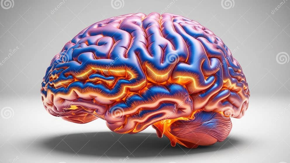 Brain Split into Glowing Fractals of Neuron Activity, Showcasing ...