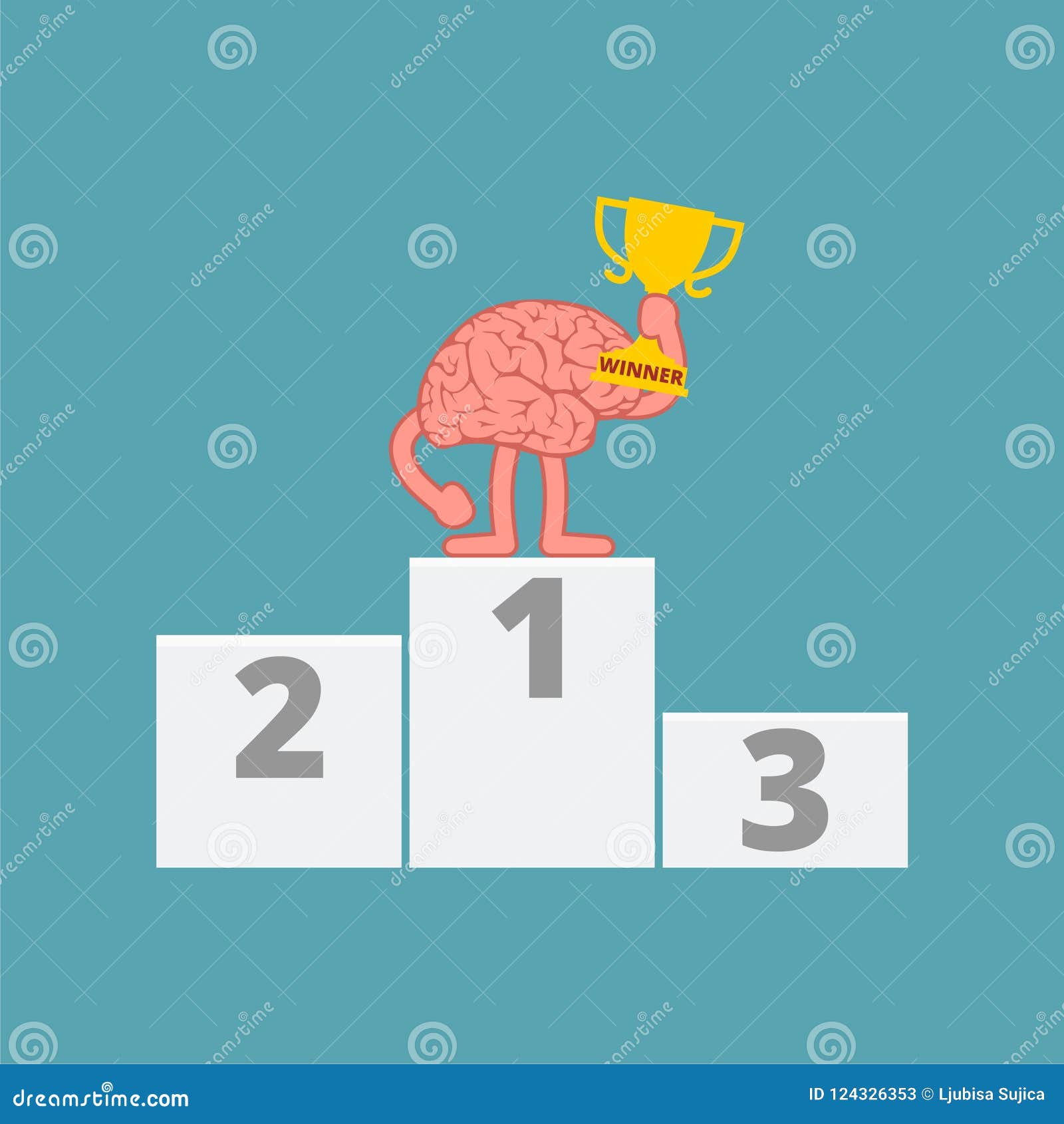 Brain Stands on the Winners Podium Stock Vector - Illustration of ...