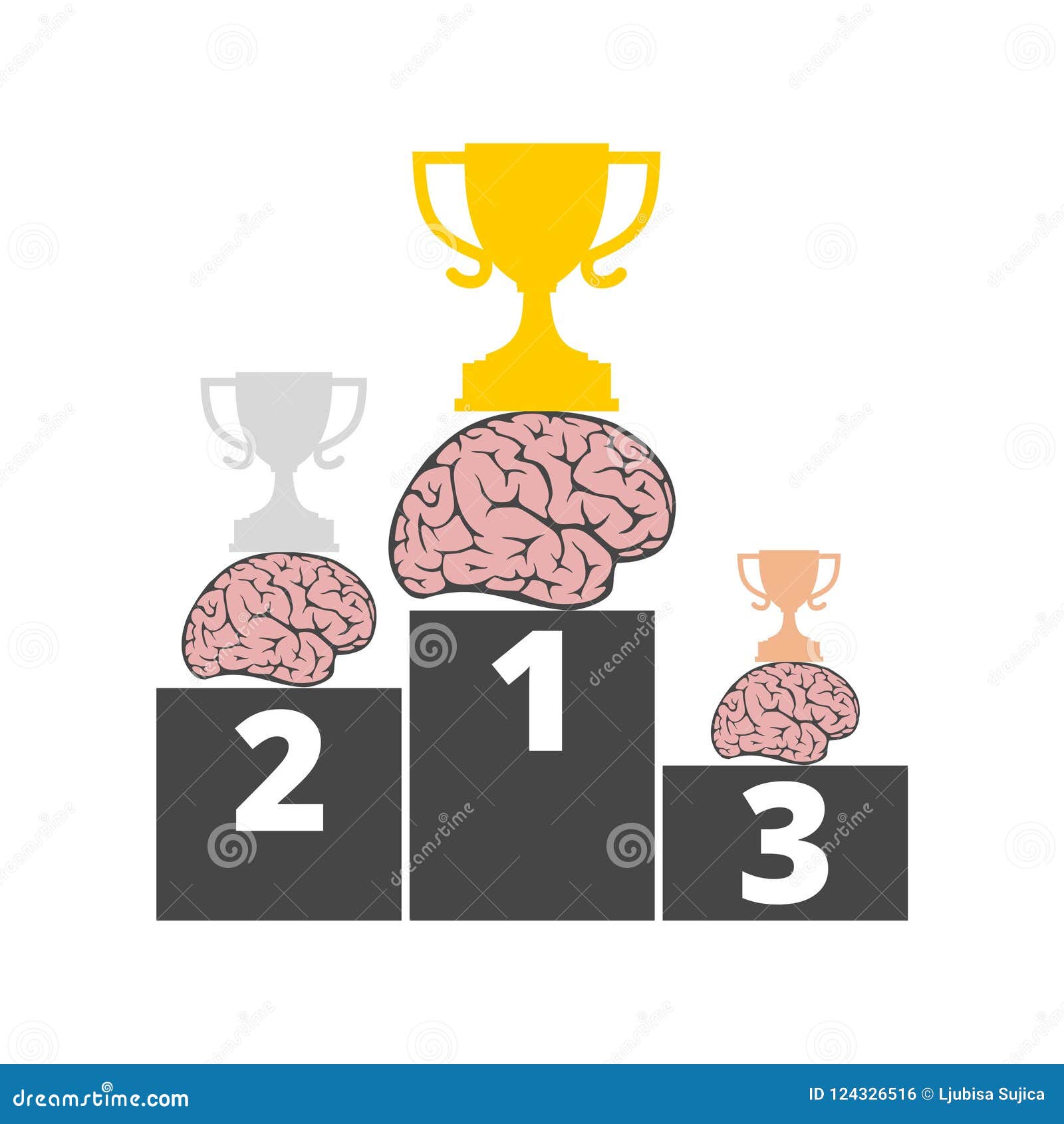 Brain Stands on the Winners Podium Stock Vector - Illustration of ...