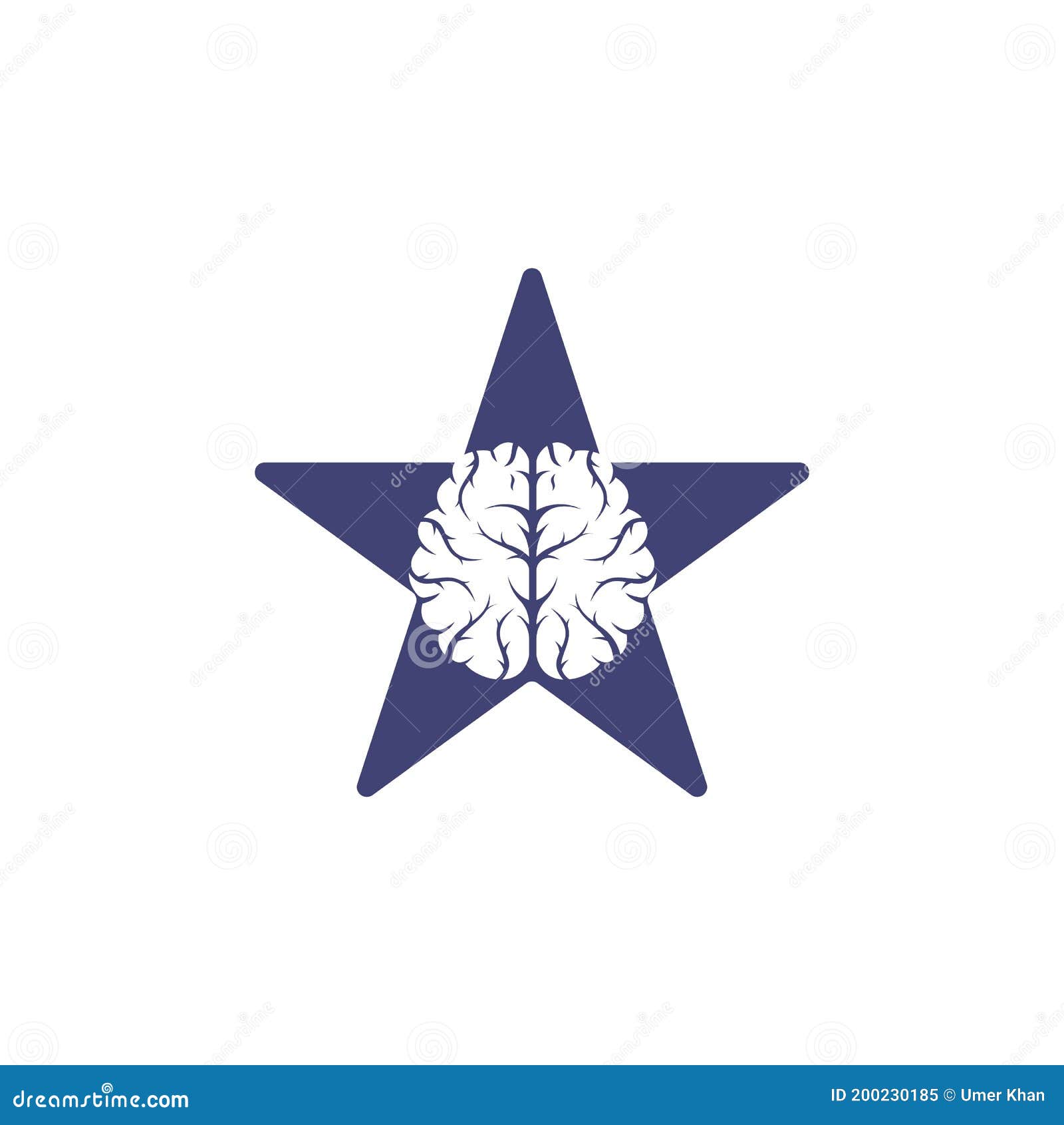 Brain Star Shape Concept Logo Design. Stock Vector - Illustration of ...