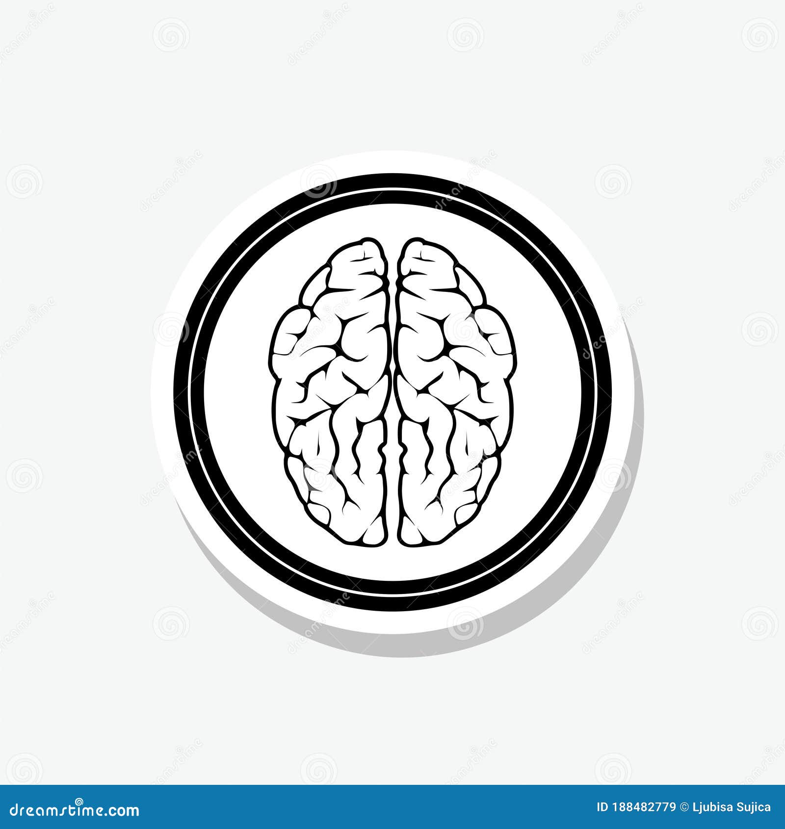 Brain Sticker Icon Isolated on Gray Background Stock Vector ...
