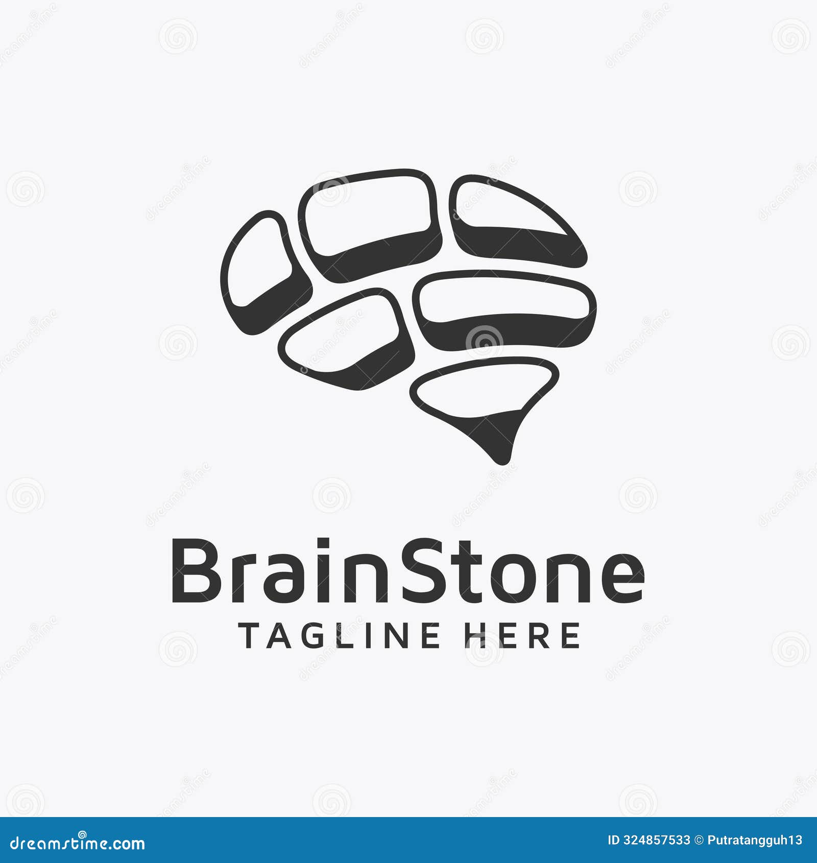 Brain Stone Logo Design Cartoon Vector | CartoonDealer.com #324857533