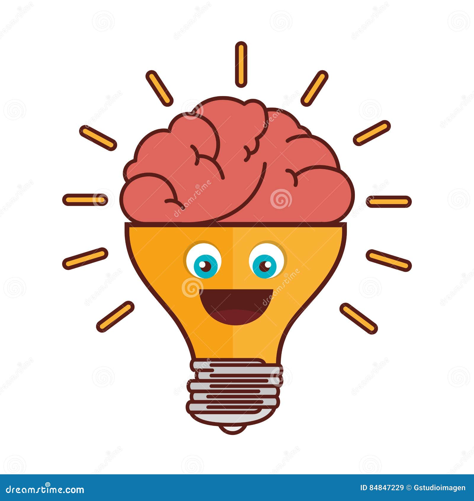 Brain storm with bulb stock illustration. Illustration of business ...