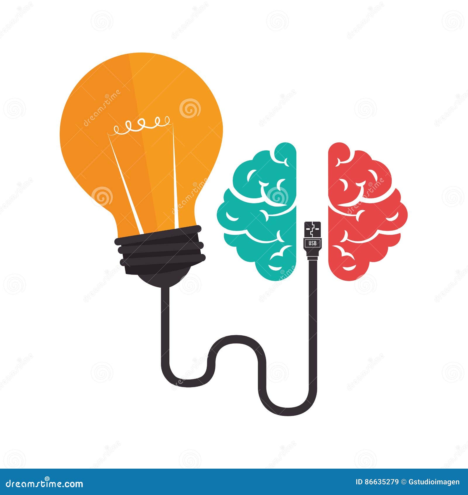 Brain storm with bulb stock vector. Illustration of concept - 86635279