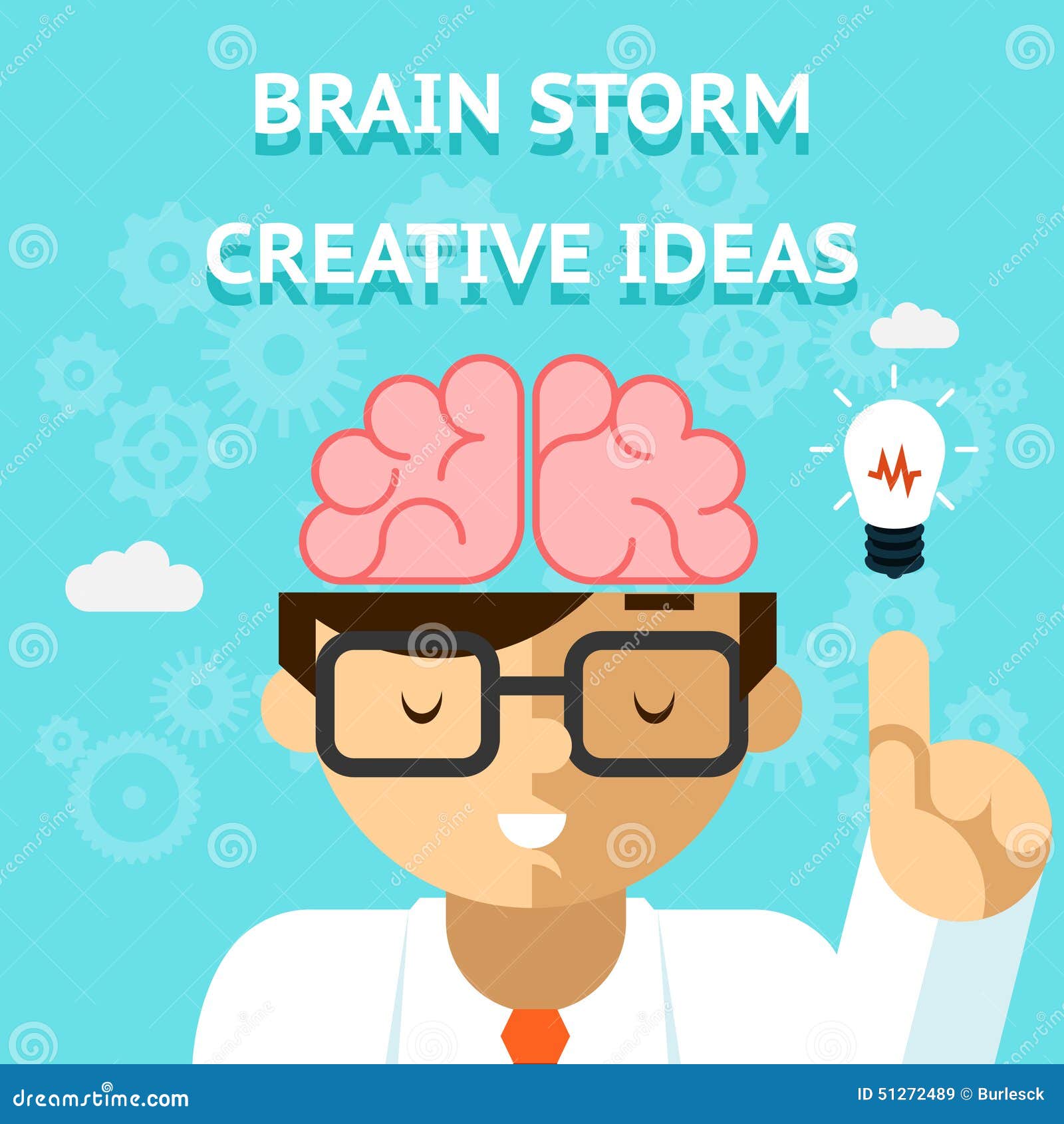 3D Brain With Storm Clouds And Frontal Lobe Highlighted Royalty-Free ...