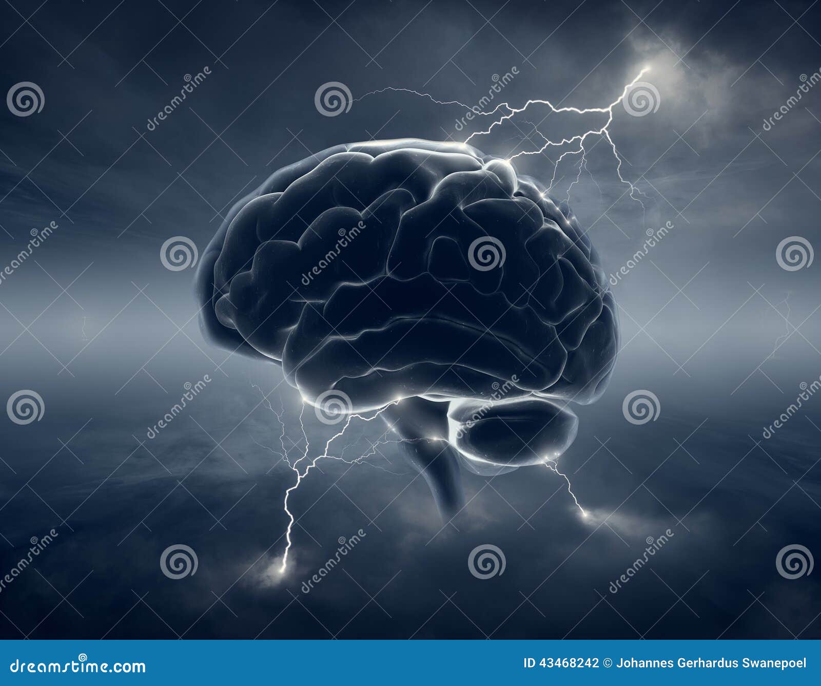 Brain in Stormy Clouds - Conceptual Brainstorm Stock Illustration ...