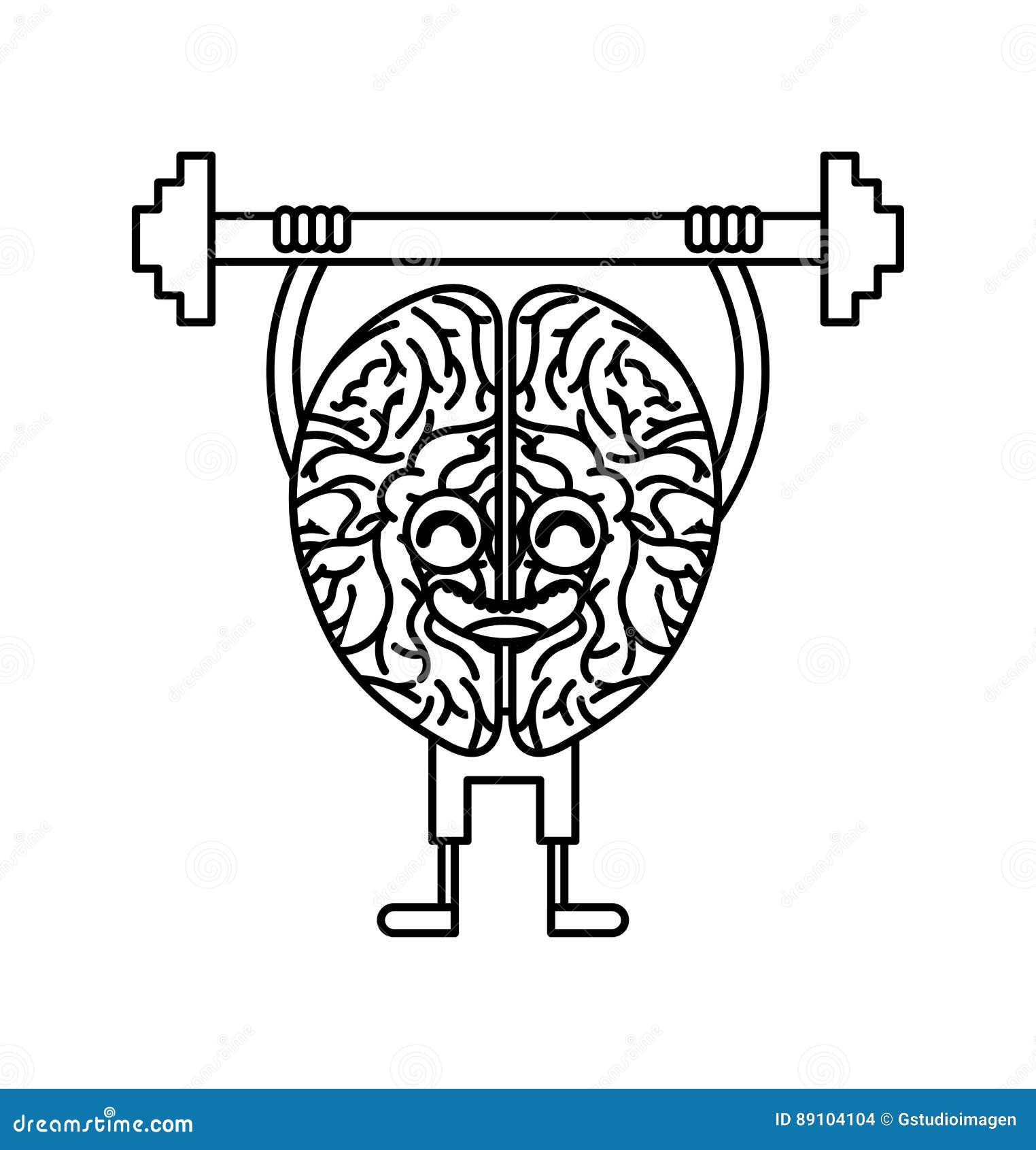 Brain Strong Character Weight Lifting Stock Vector - Illustration of ...