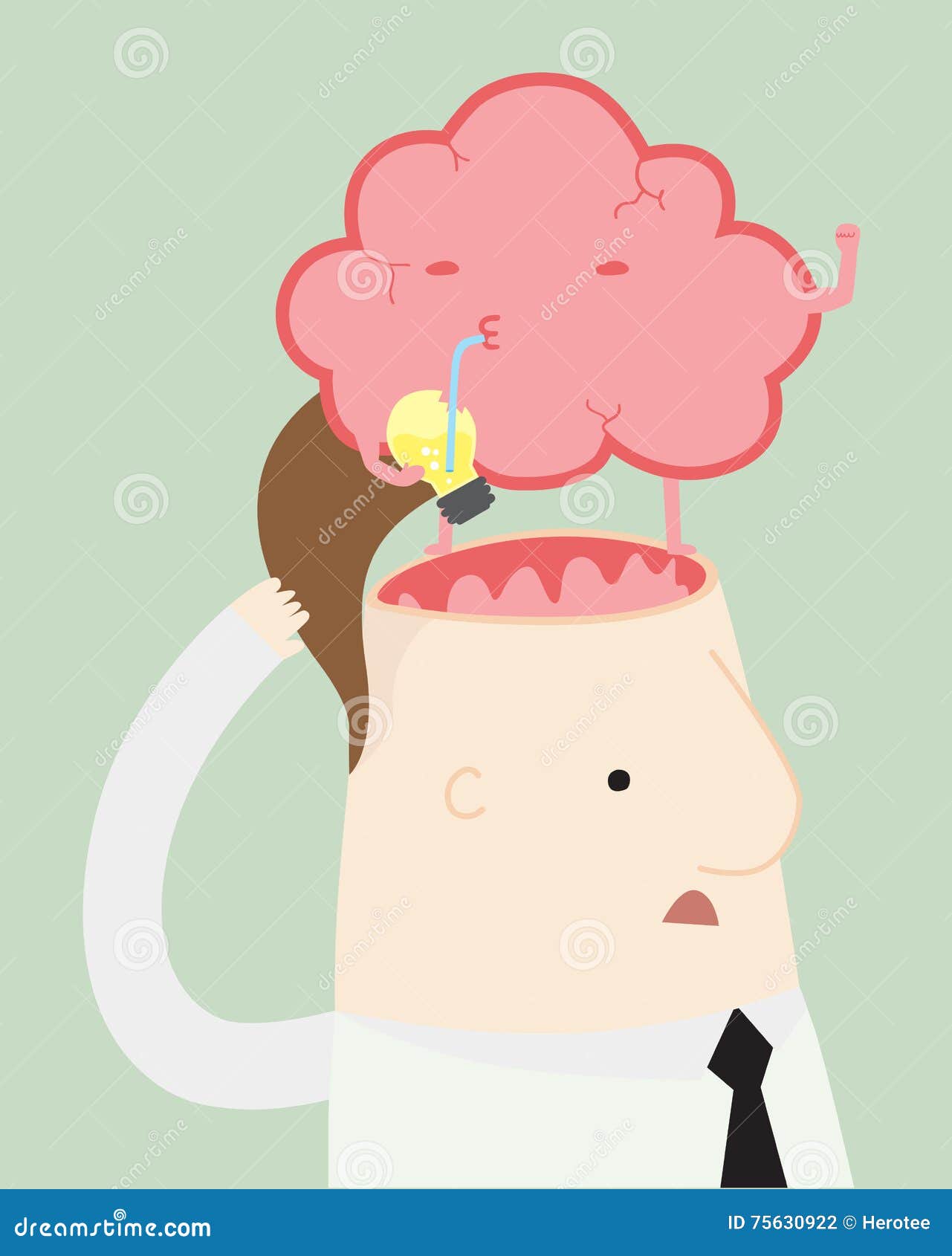 Brain Strong stock vector. Illustration of energy, cartoon - 75630922