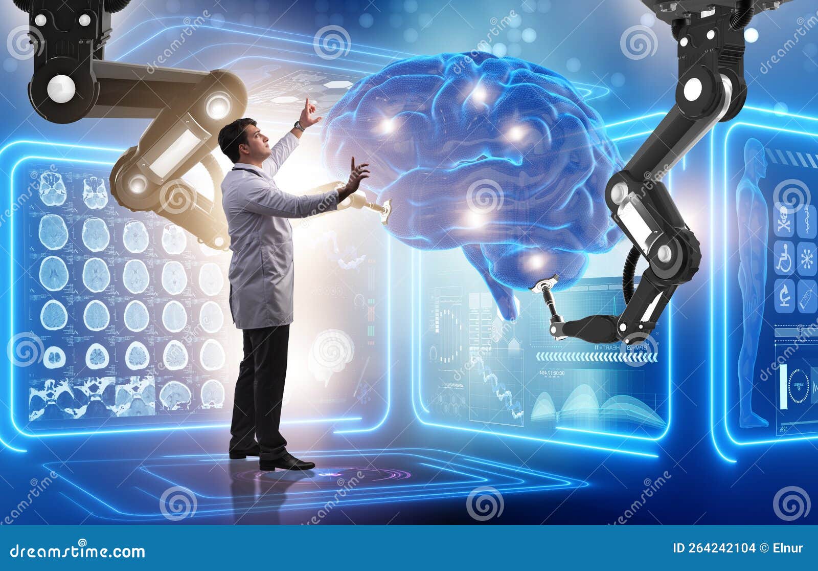 Brain Surgery Done by Robotic Arm Stock Photo - Image of patient ...