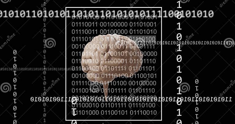 Brain Surrounded By Binary Code Representing Data Processing And 8689