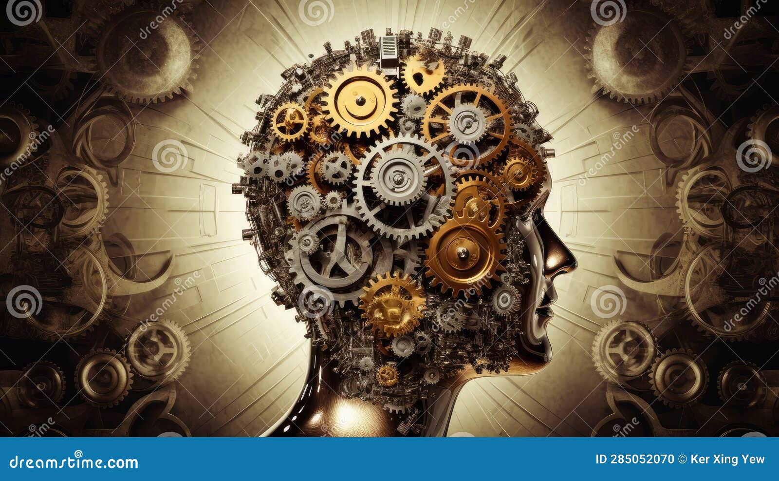 Brain Surrounded by Gears and Cogs, Intellect and Innovation Stock ...