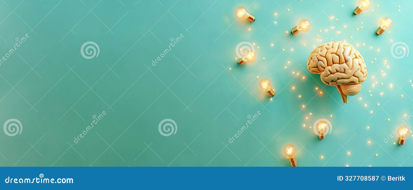 Brain Surrounded by Lightbulbs, Explosion of Ideas, Brainstorming for ...