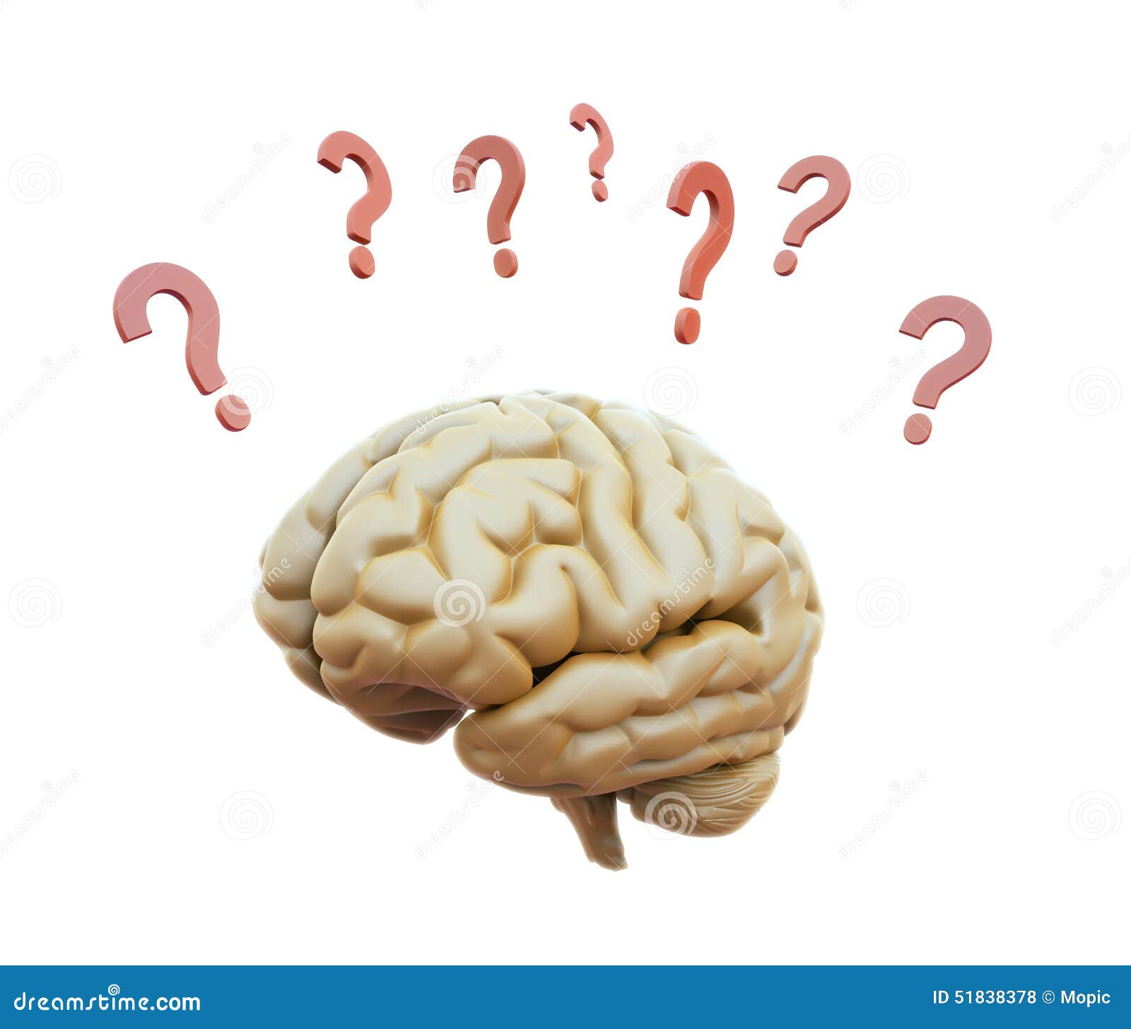 Brain Surrounded with Question Marks Stock Photo - Image of ...