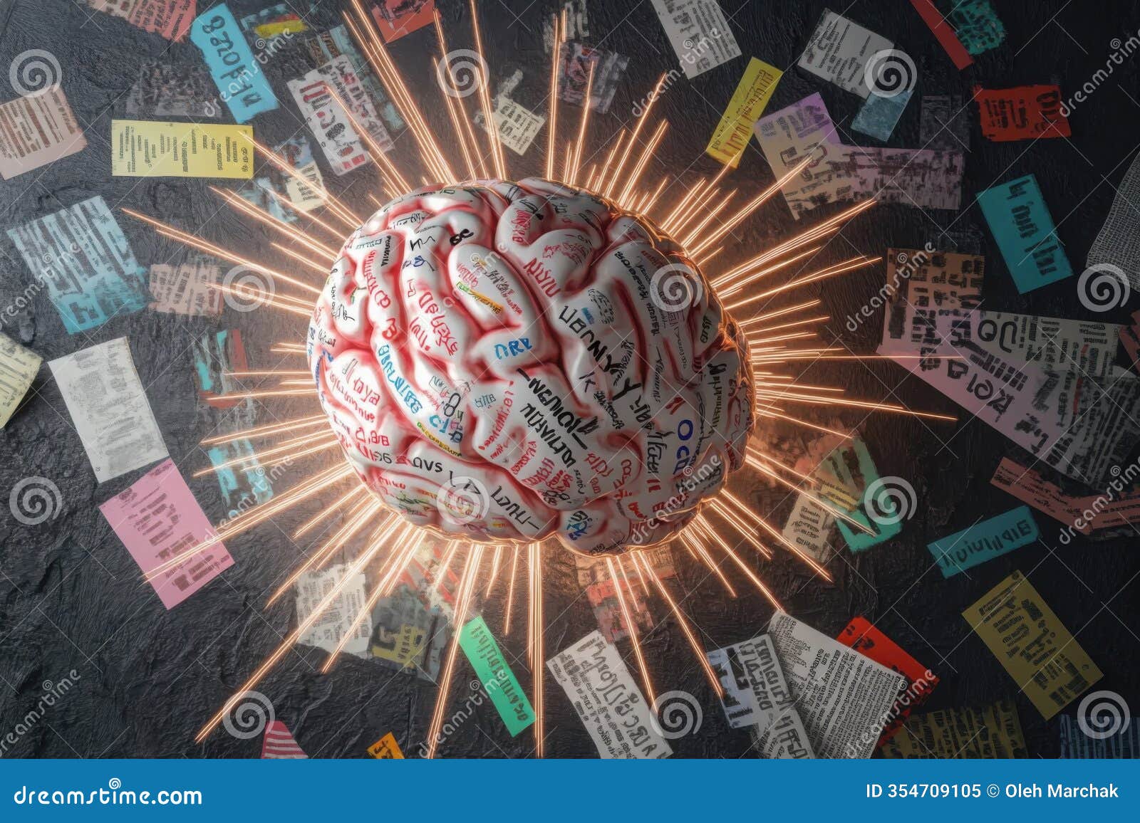 Brain Surrounded by Various Languages Showcasing Cultural Diversity and ...
