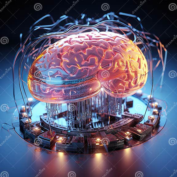 Brain Surrounded by Wires Arranged in a Complex Pattern Around the ...