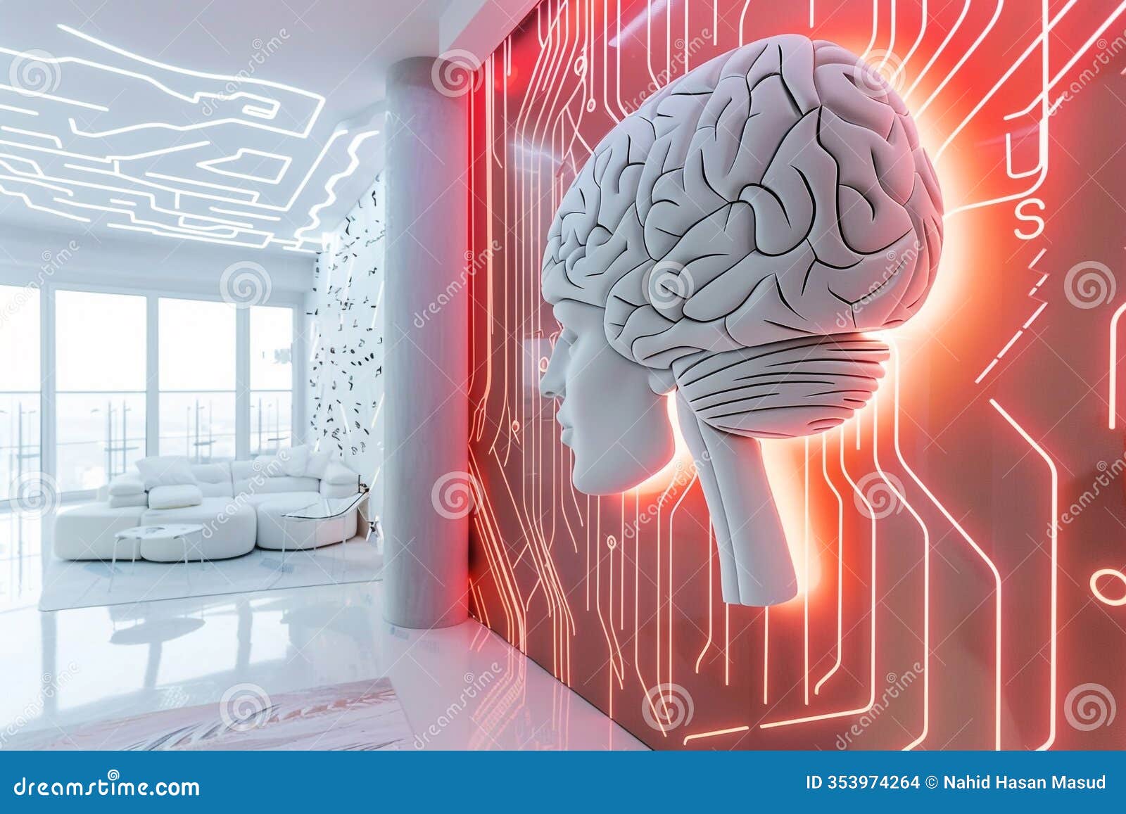 Brain Symbolizing Intelligence and Mental Processes Education Concept Futuristic Background ...