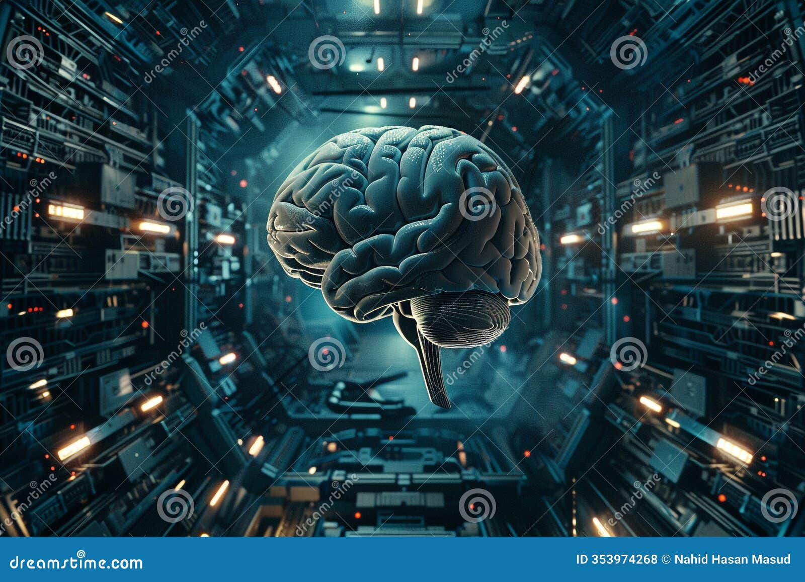 Brain Symbolizing Intelligence and Mental Processes Education Concept Futuristic Background ...