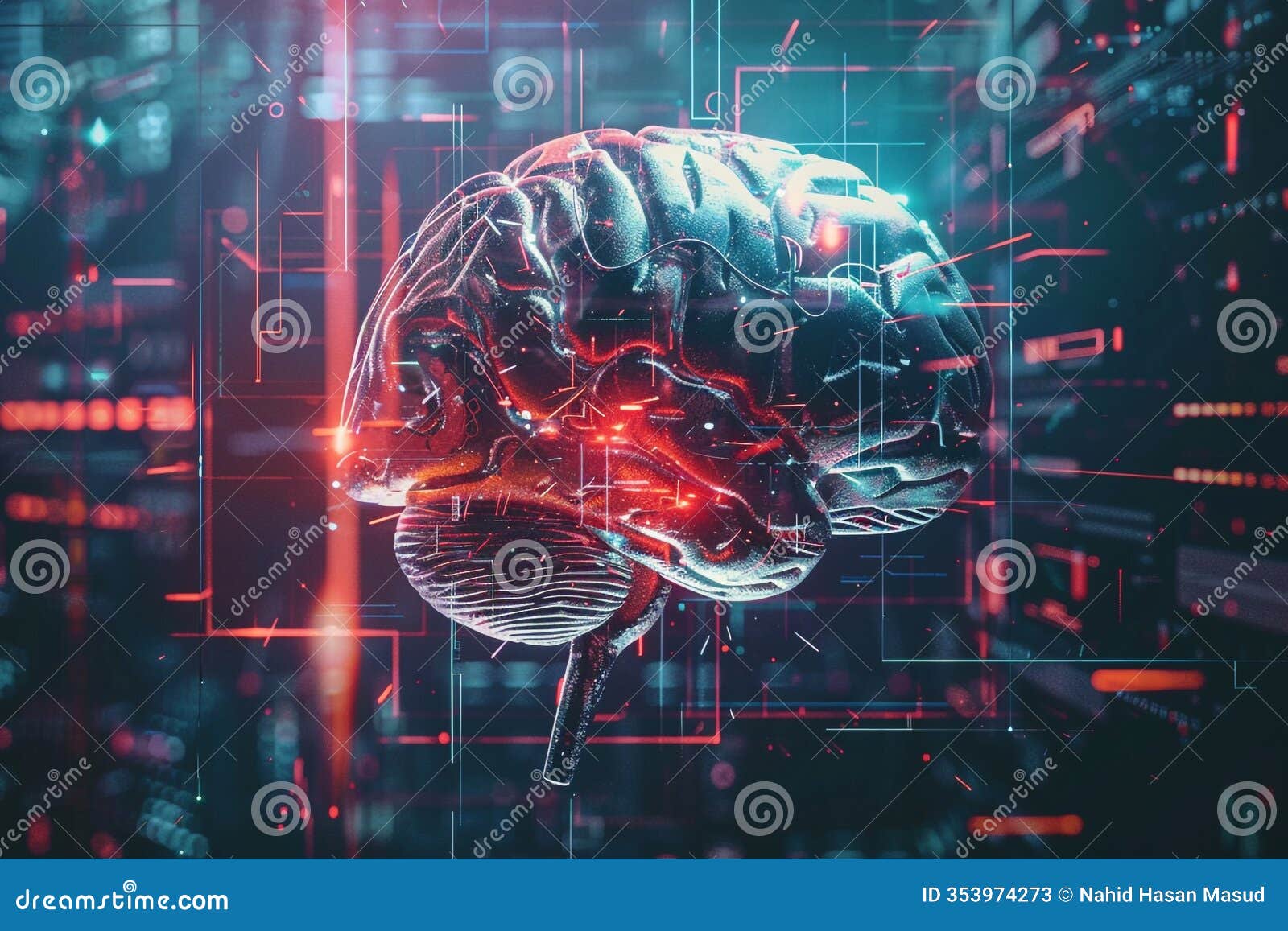 Brain Symbolizing Intelligence and Mental Processes Education Concept Futuristic Background ...