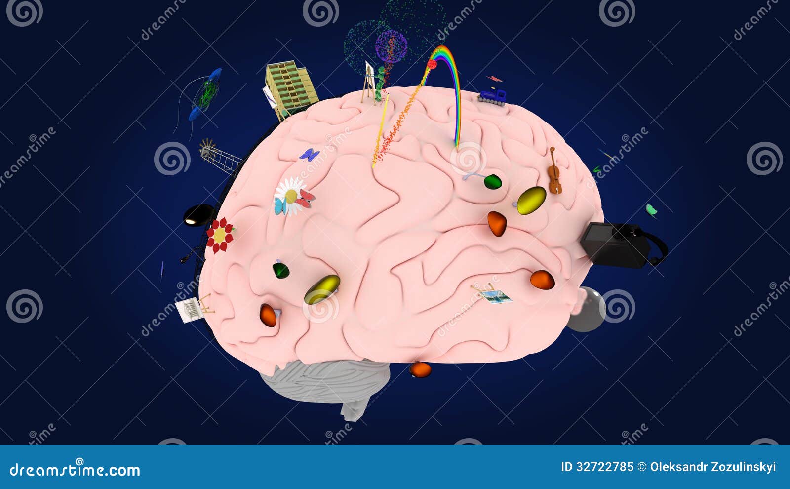 The Brain with the Symbols of the Two Hemispheres #1 Stock Illustration ...