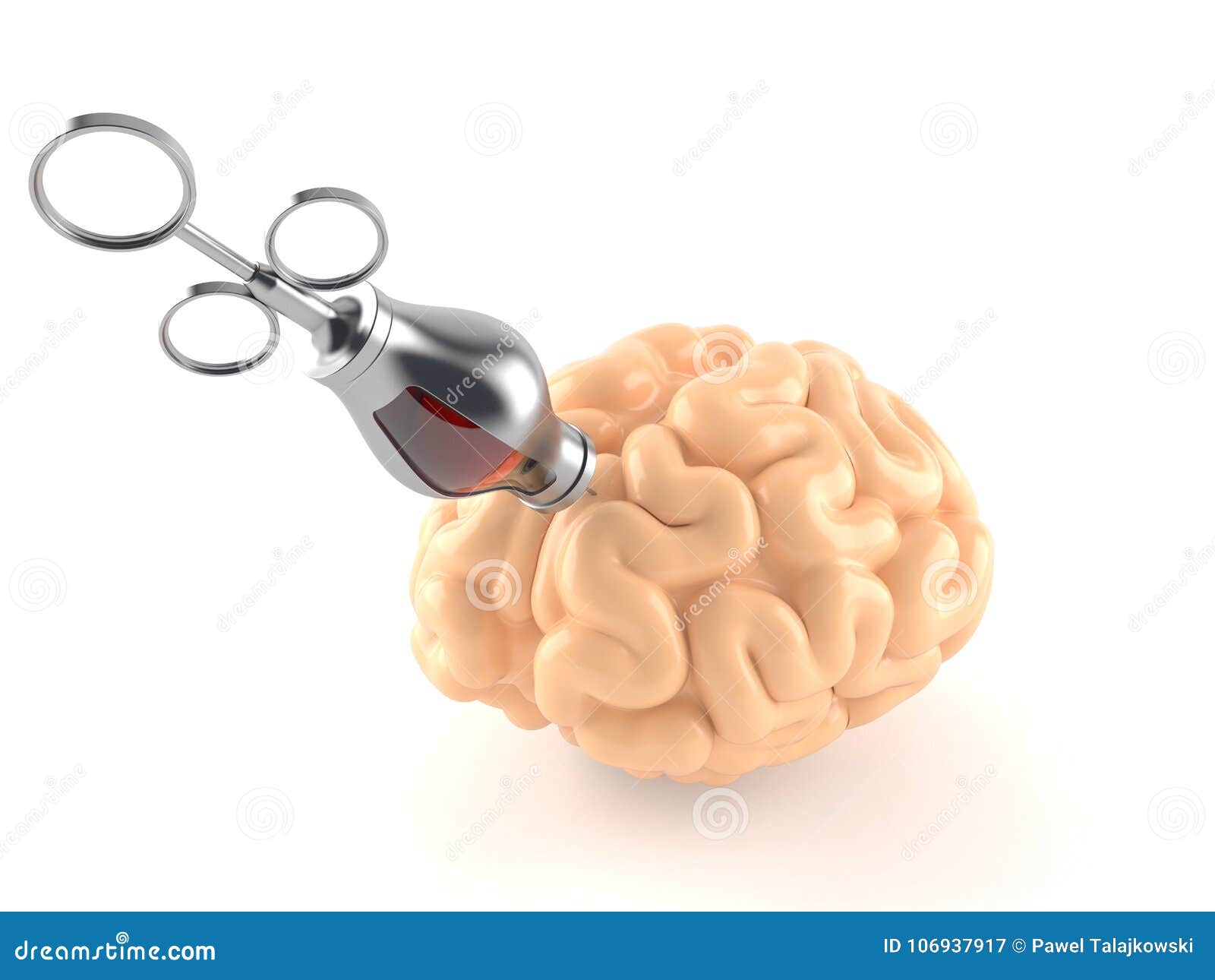 Brain with syringe stock illustration. Illustration of knowledge ...