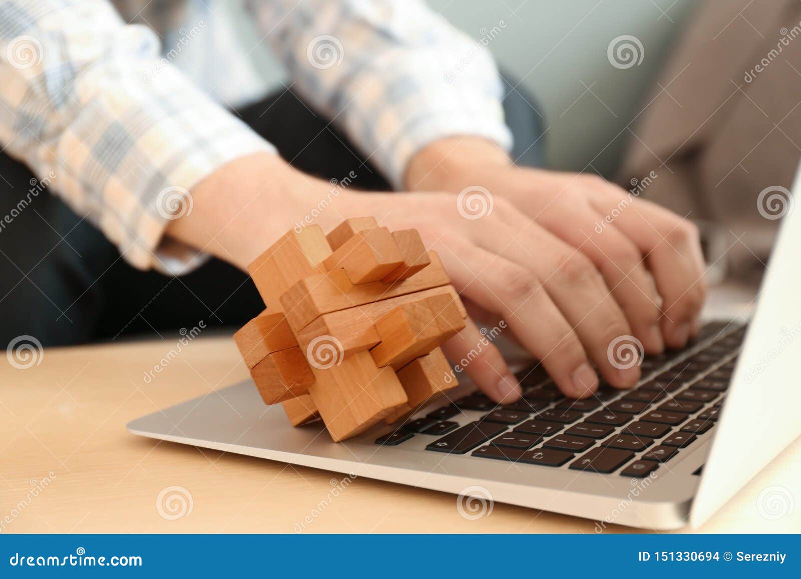 Brain Teaser on Laptop of Working Man Stock Photo - Image of fragment ...