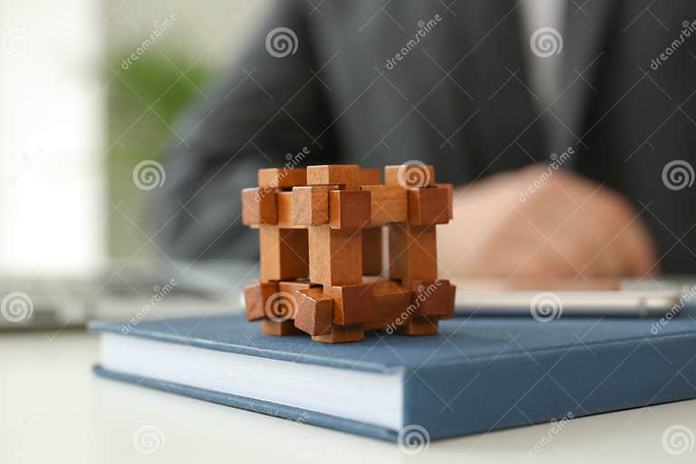 Brain Teaser on Table of Businessman Stock Photo - Image of complexity ...