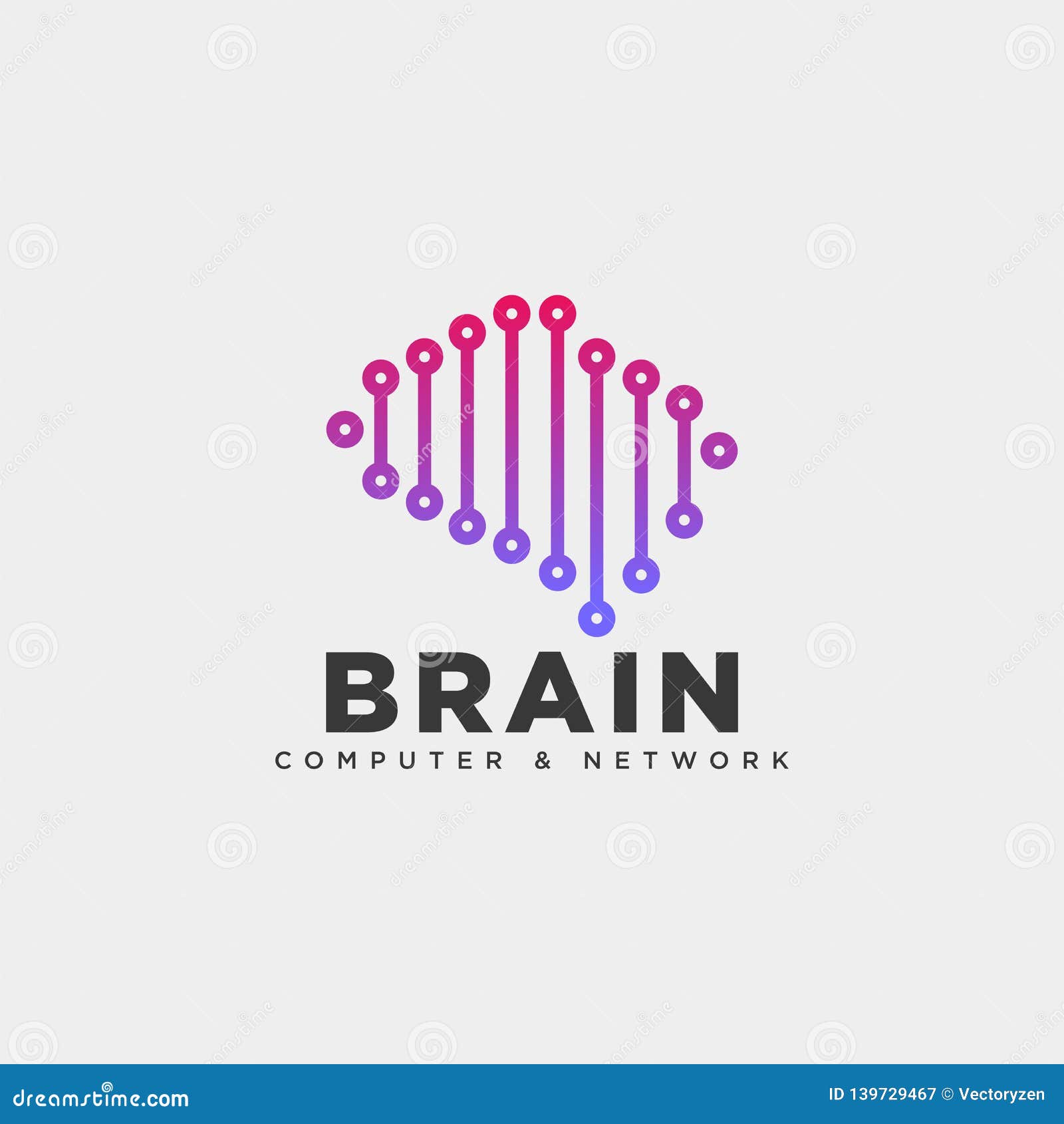 Set Of Brain Tech Logo Vector Template. Tech Brain Mind Logo Concepts ...