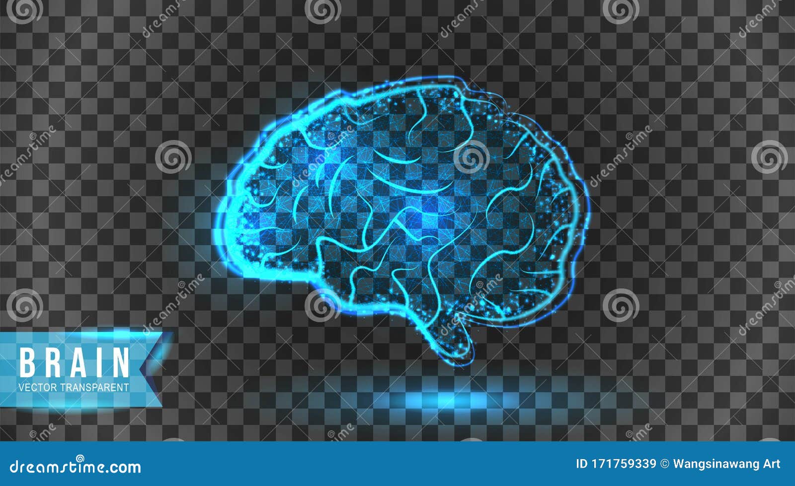 Brain Tech. Digital Technology, Isolated on Transparent Background ...