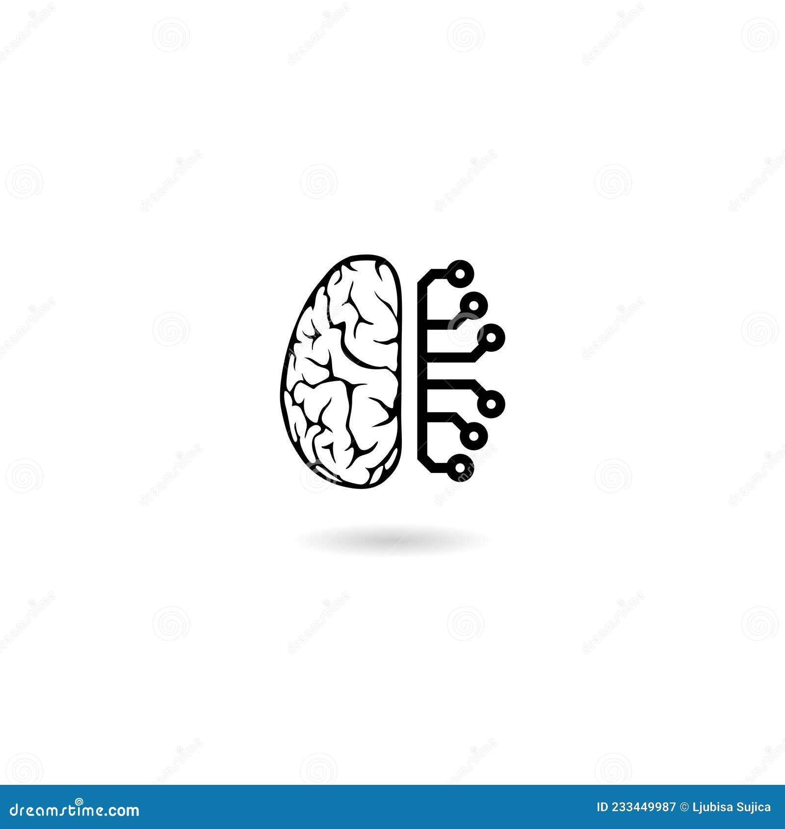 Brain Tech Icon Isolated on White Stock Vector - Illustration of head ...