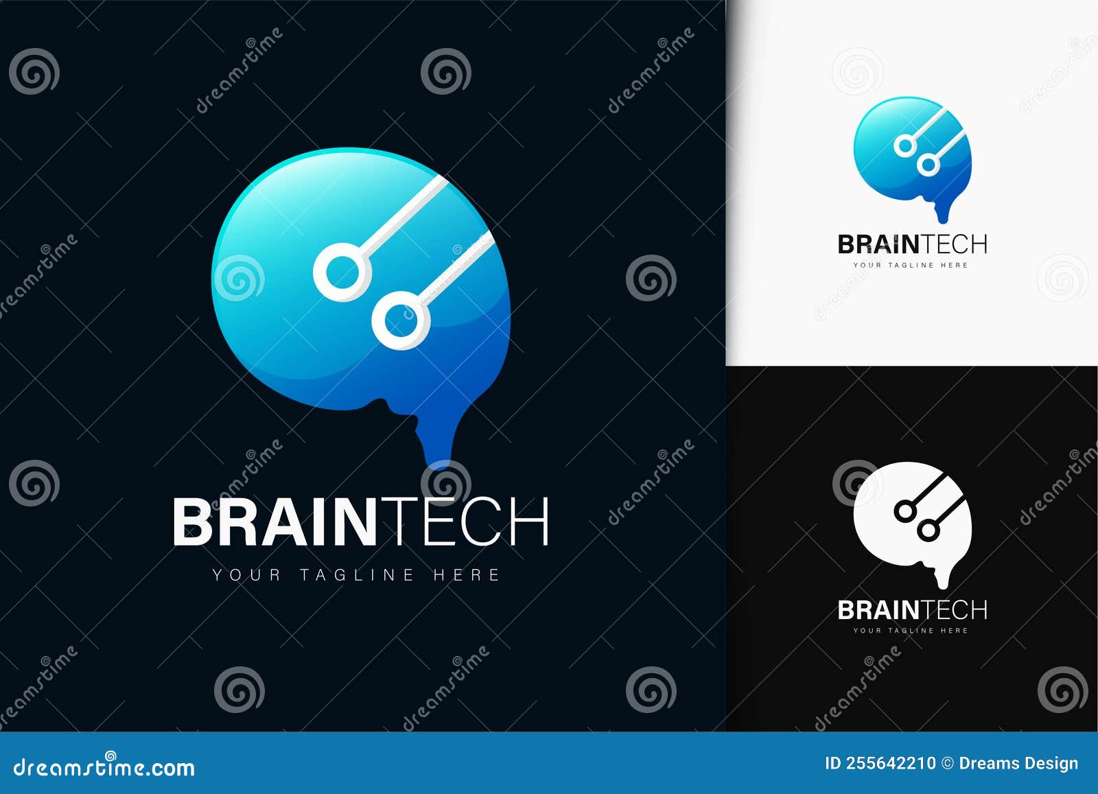 Brain Tech Logo Design with Gradient Stock Vector - Illustration of ...