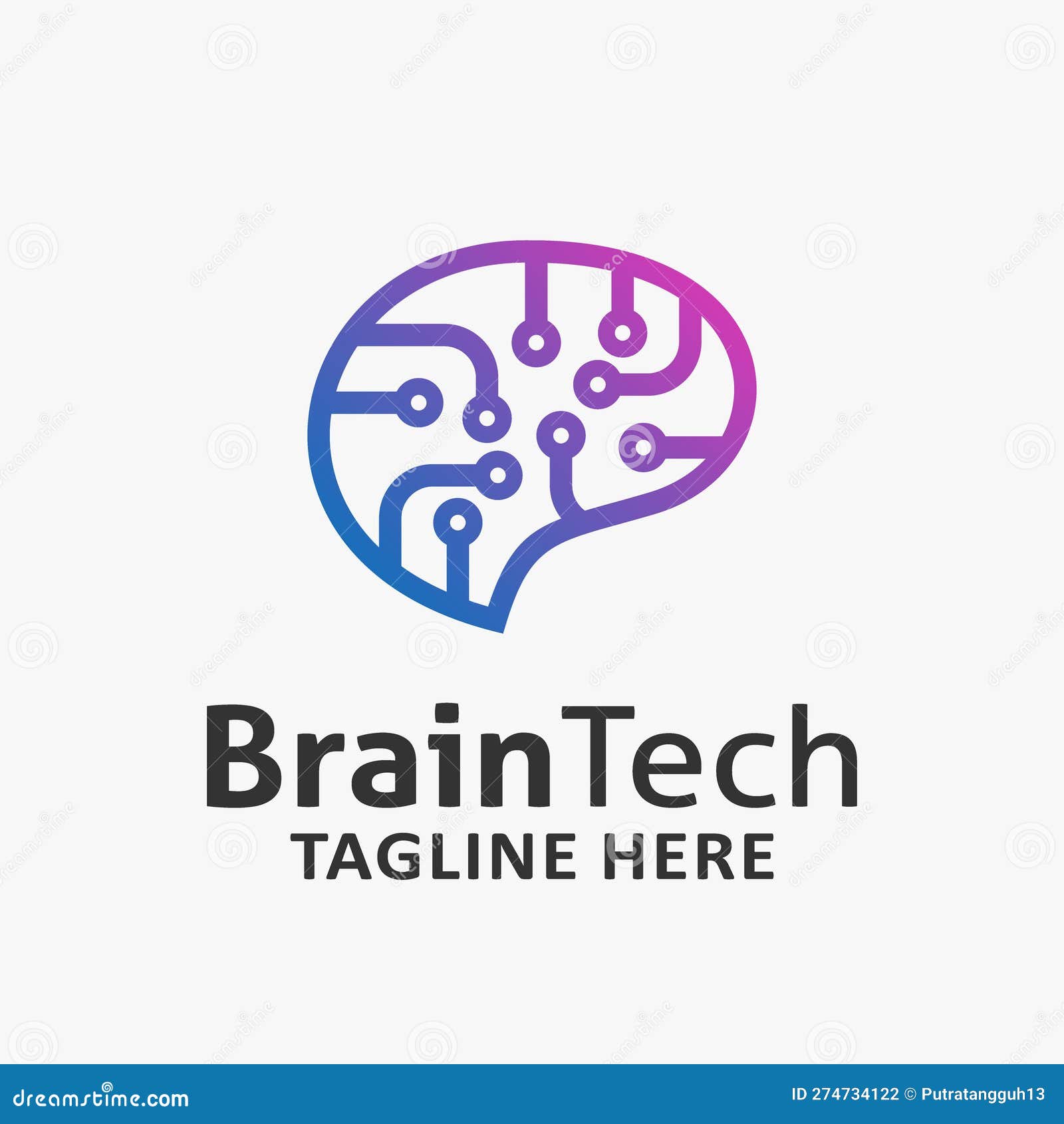 Brain tech logo design stock vector. Illustration of knowledge - 274734122