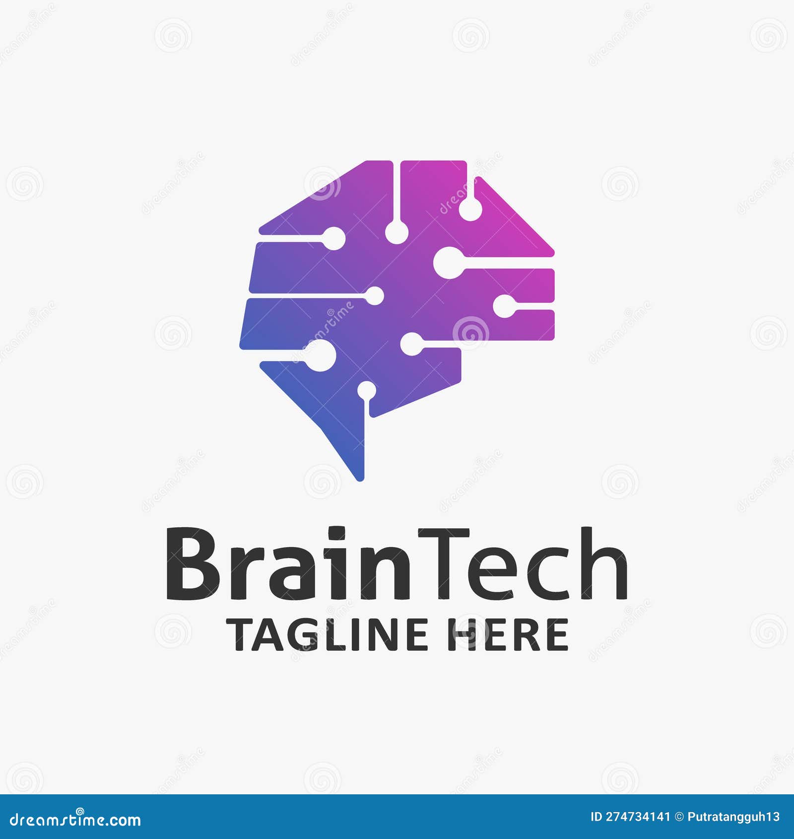 Brain tech logo design stock vector. Illustration of system - 274734141
