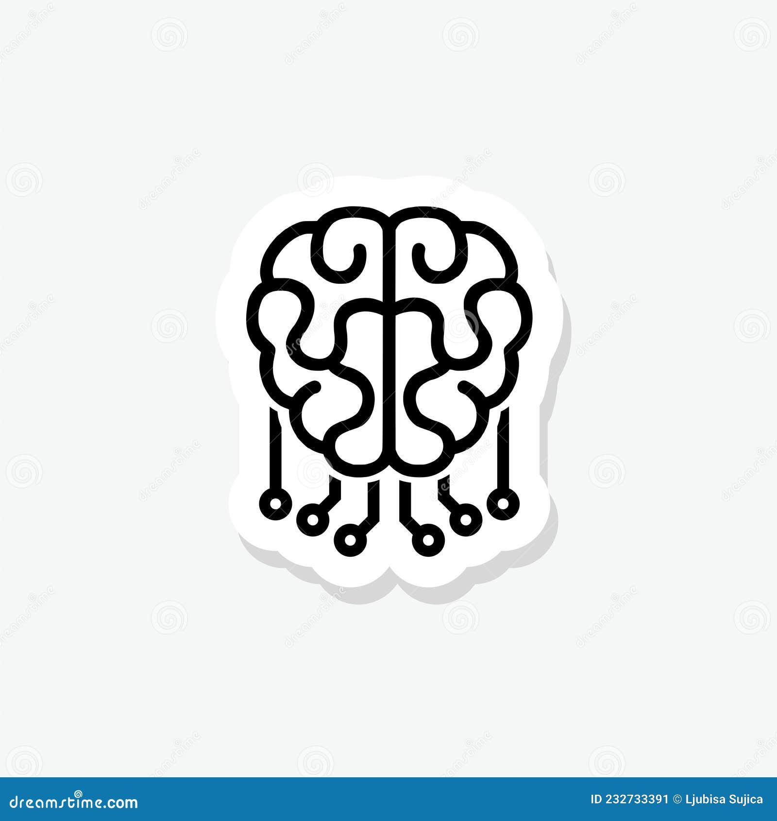 Brain Tech Logo Design Sticker Stock Vector - Illustration of media ...
