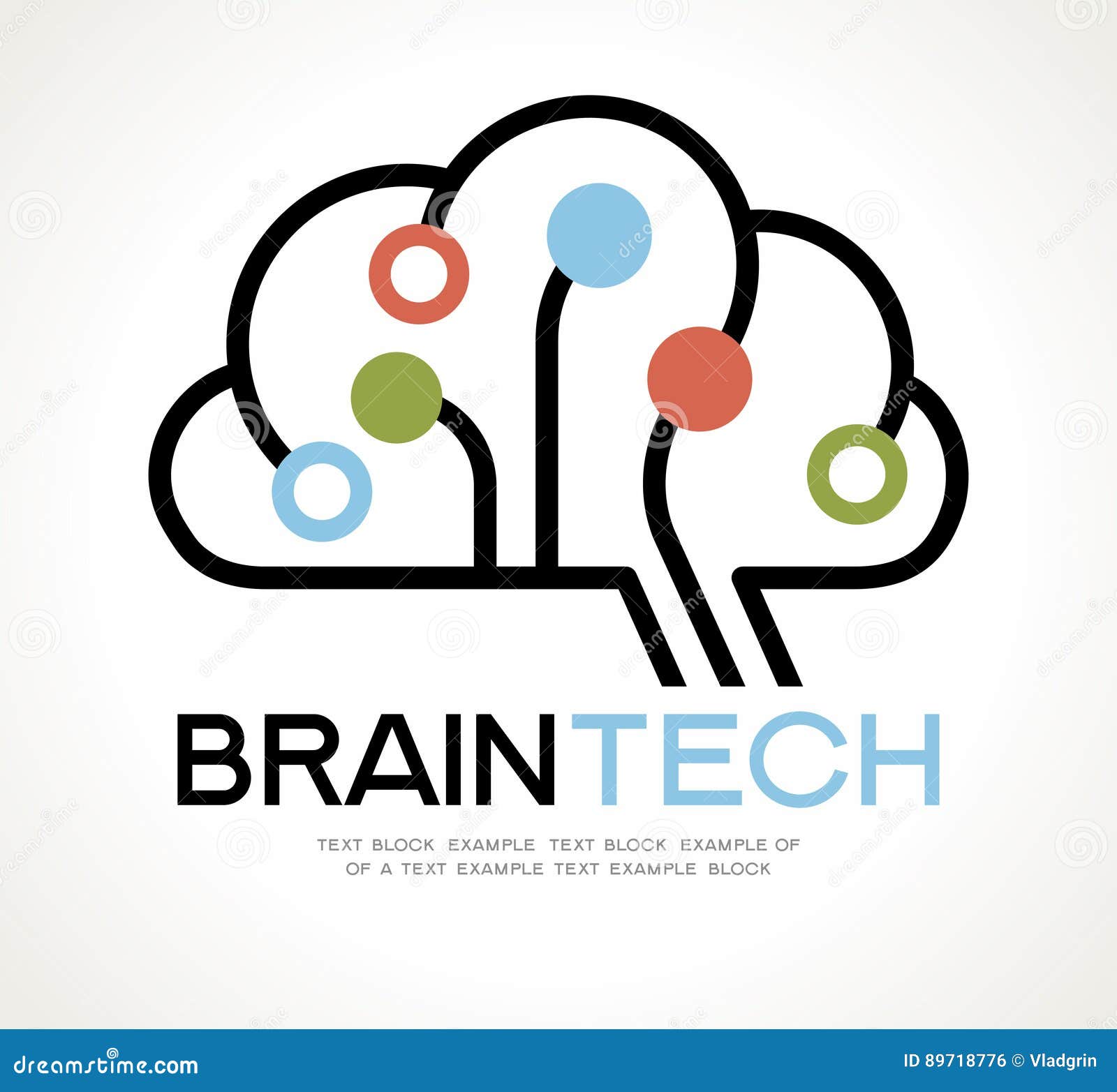 Brain Tech Mind Data Logo Design Vektor Illustrationer - Illustration ...