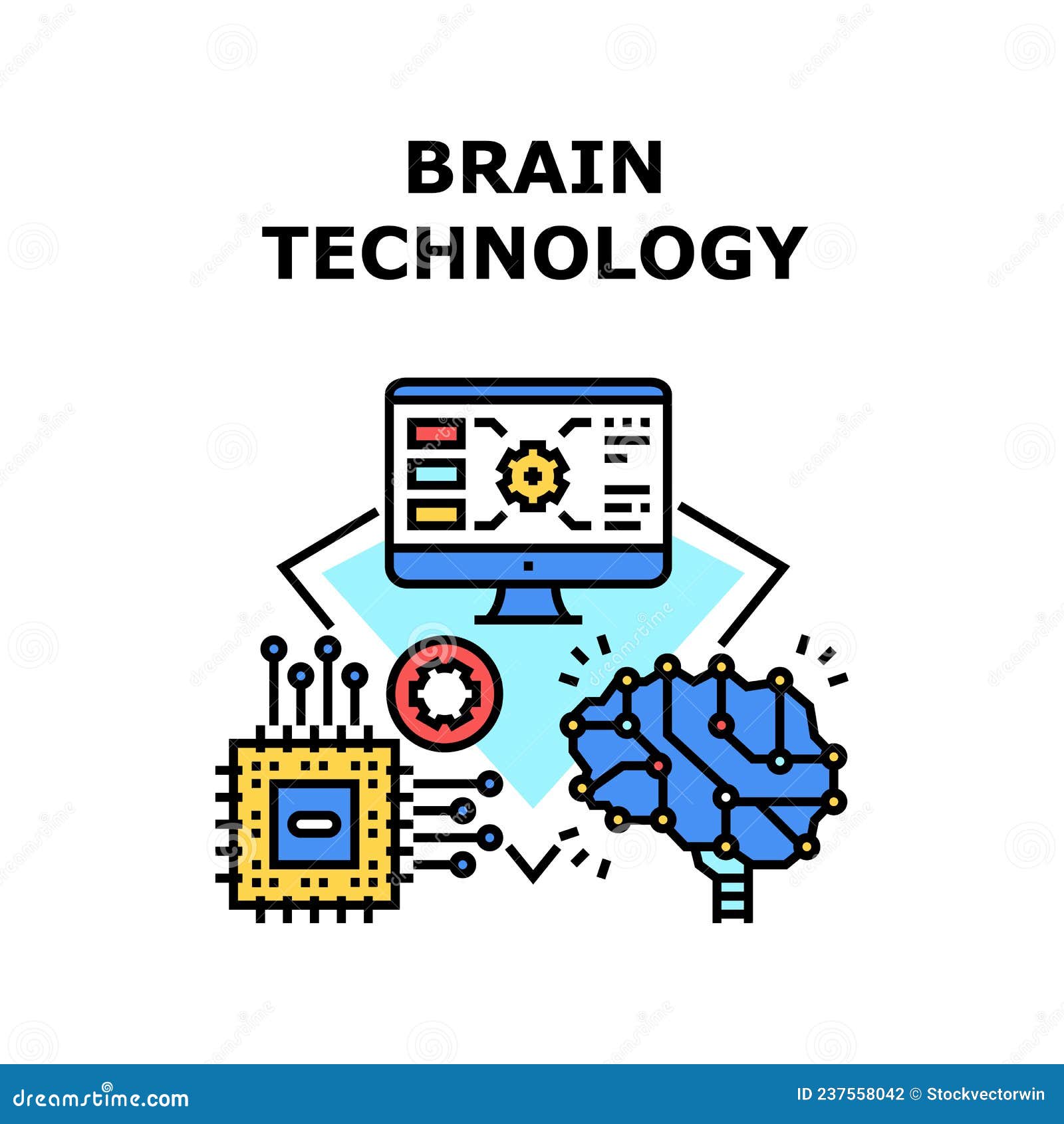 Brain Technology Icon Vector Illustration Stock Vector - Illustration ...